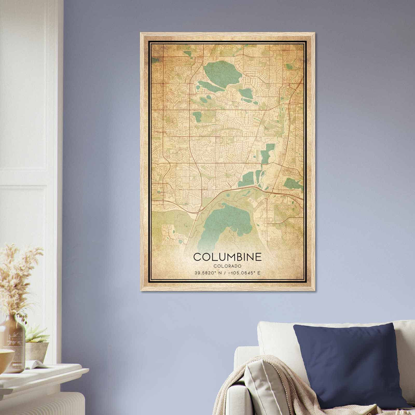 Vintage Columbine Colorado Map Poster, Modern Home Decor Wall Art Print ...