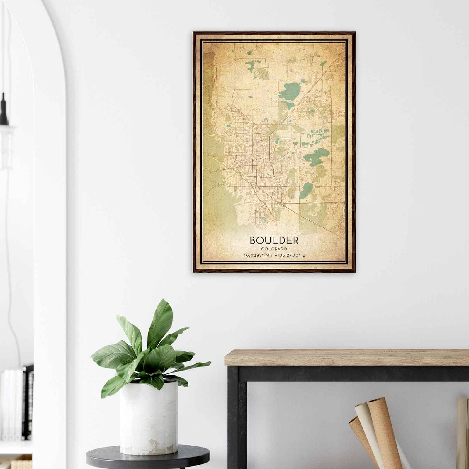 Vintage Boulder Colorado Map Poster, Modern Home Decor Wall Art Print ...