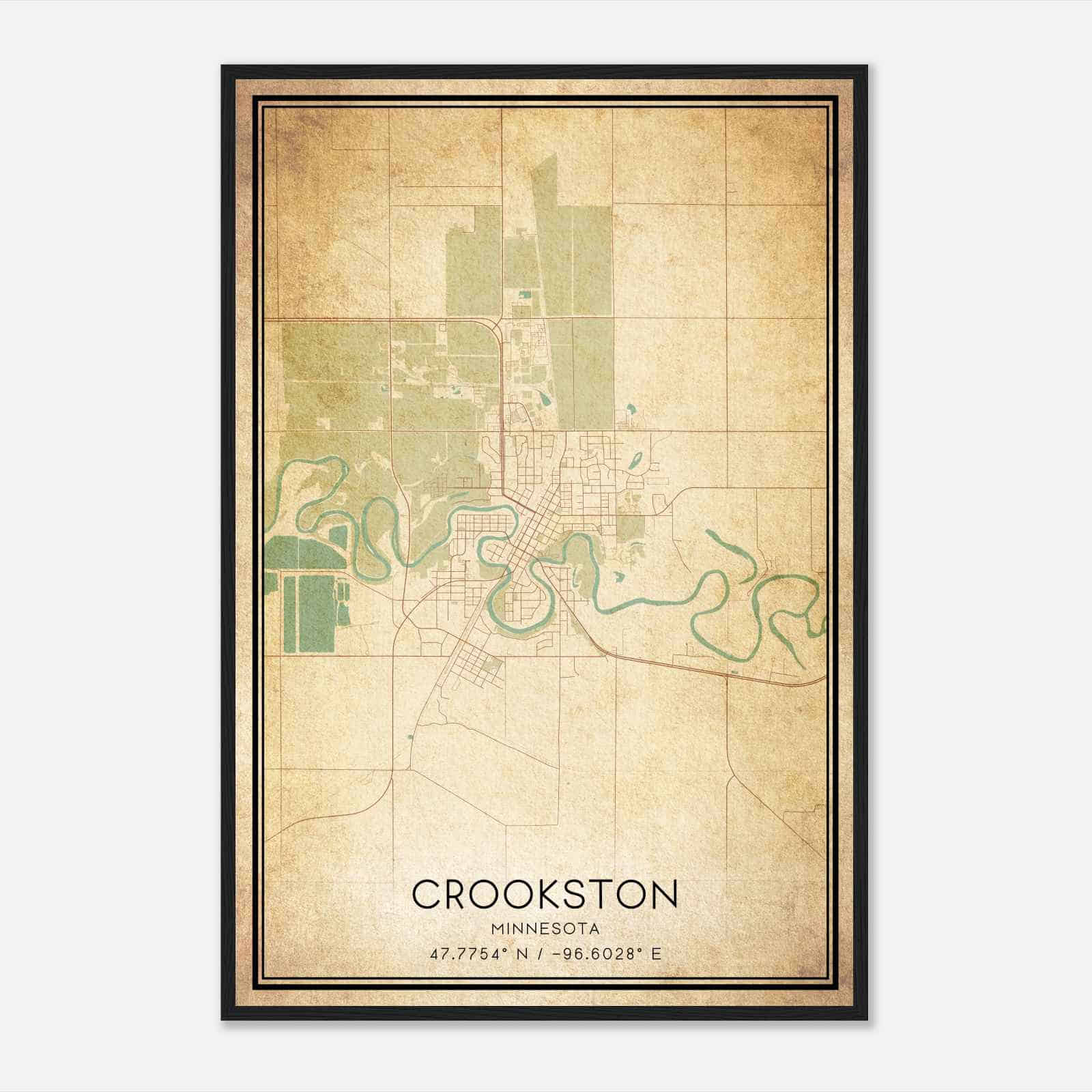 Vintage Crookston Minnesota Map Poster, Modern Home Decor Wall Art ...