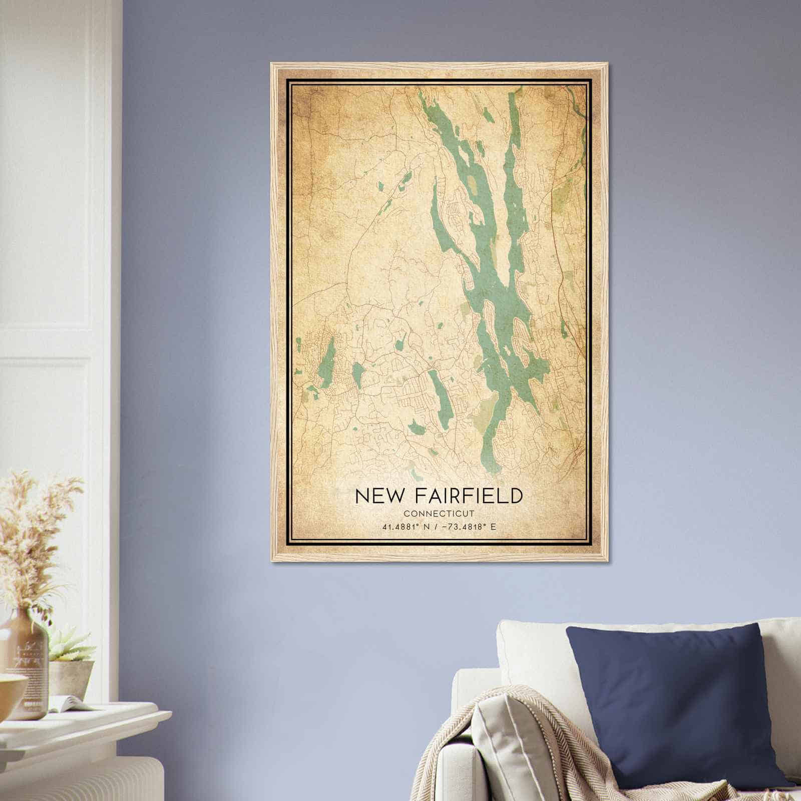 Vintage New Fairfield Connecticut Map Poster, Modern Home Decor Wall Art Print - Custom Maps ...