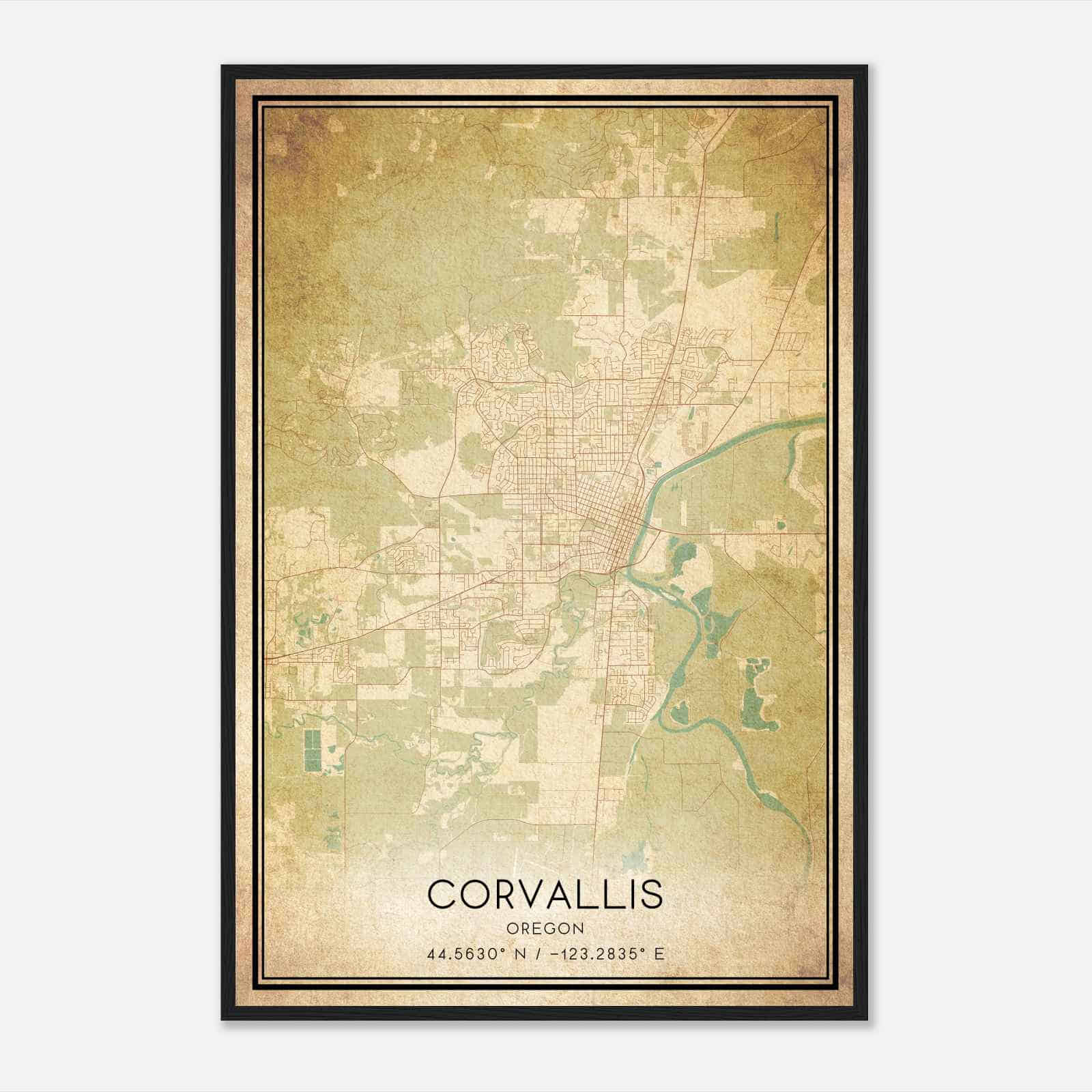 Vintage Corvallis Oregon Map Poster, Modern Home Decor Wall Art Print ...