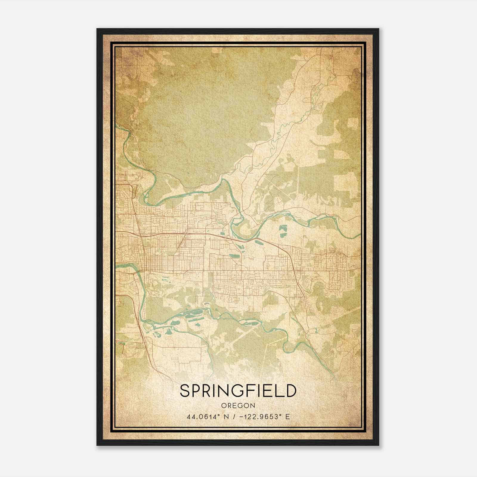 Vintage Springfield Oregon Map Poster, Modern Home Decor Wall Art Print ...