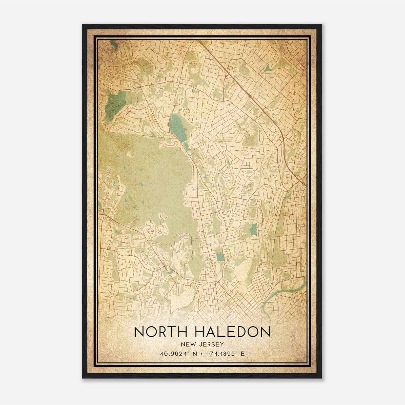 Vintage North Haledon New Jersey Map Poster, Modern Home Decor Wall Art ...
