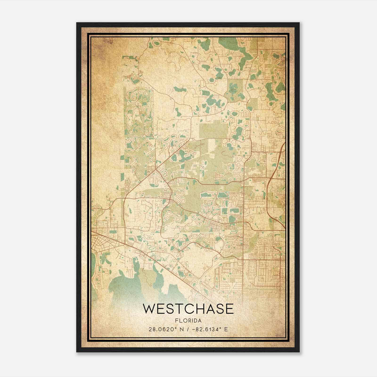 Vintage Westchase Florida Map Poster, Modern Home Decor Wall Art Print ...