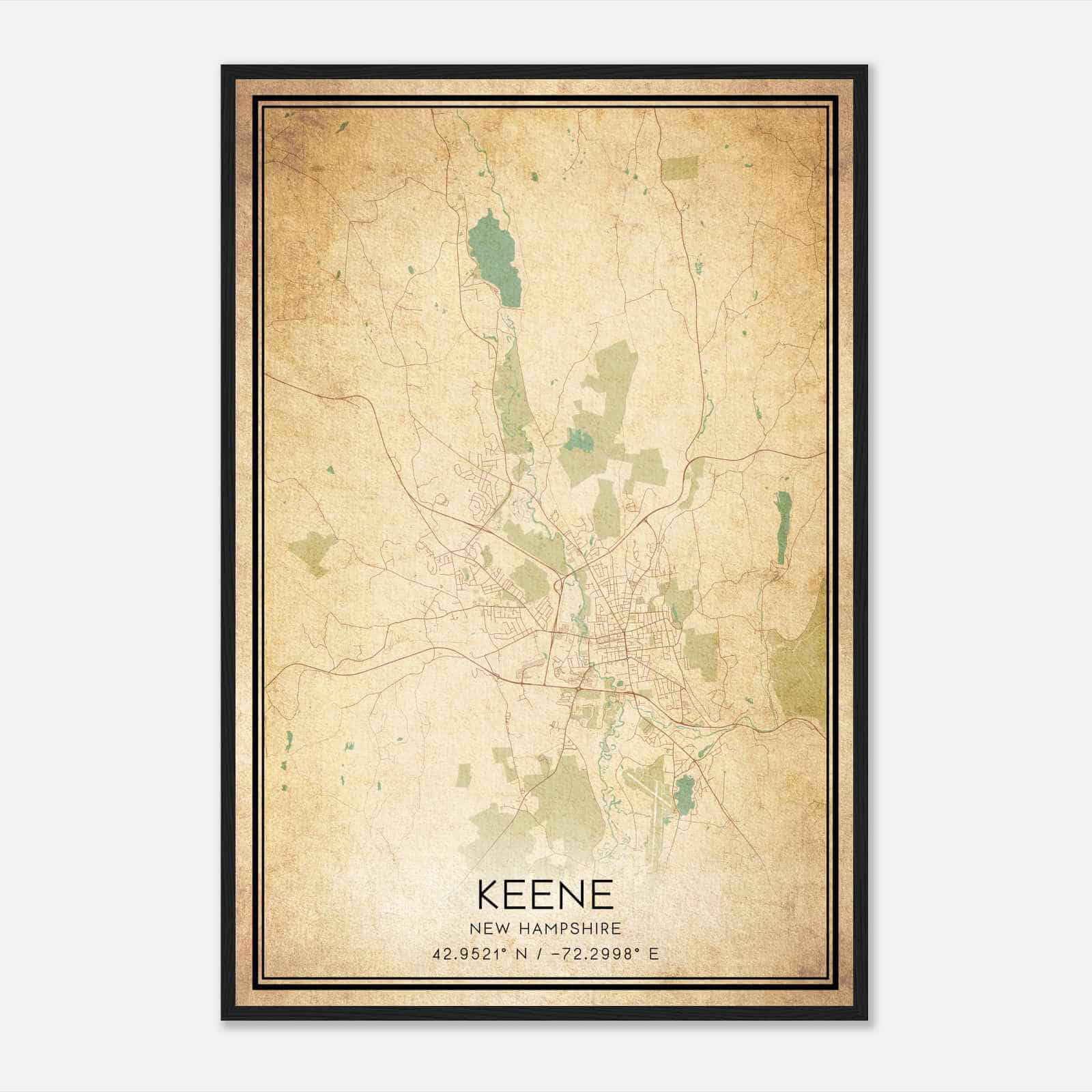 Vintage Keene New Hampshire Map Poster, Modern Home Decor Wall Art ...