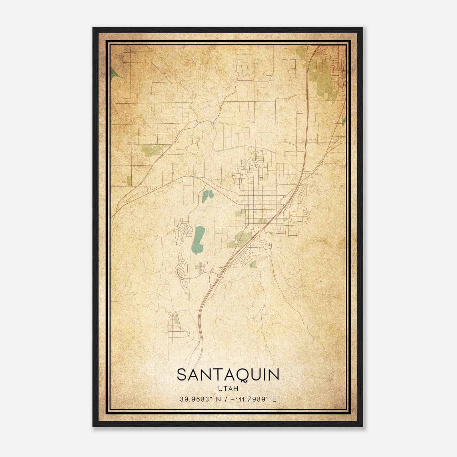 Vintage Santaquin Utah Map Poster, Modern Home Decor Wall Art Print ...