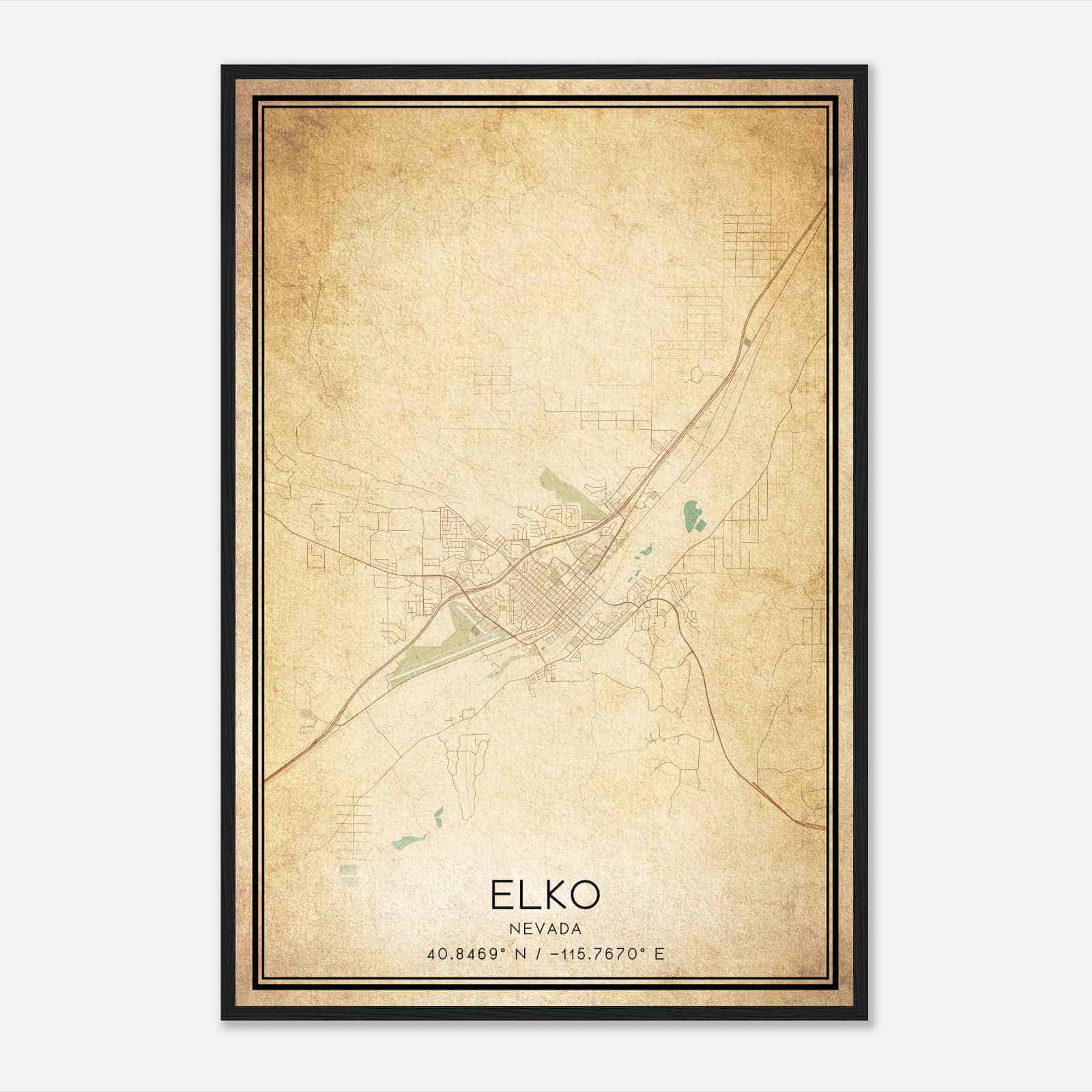 Vintage Elko Nevada Map Poster, Modern Home Decor Wall Art Print ...