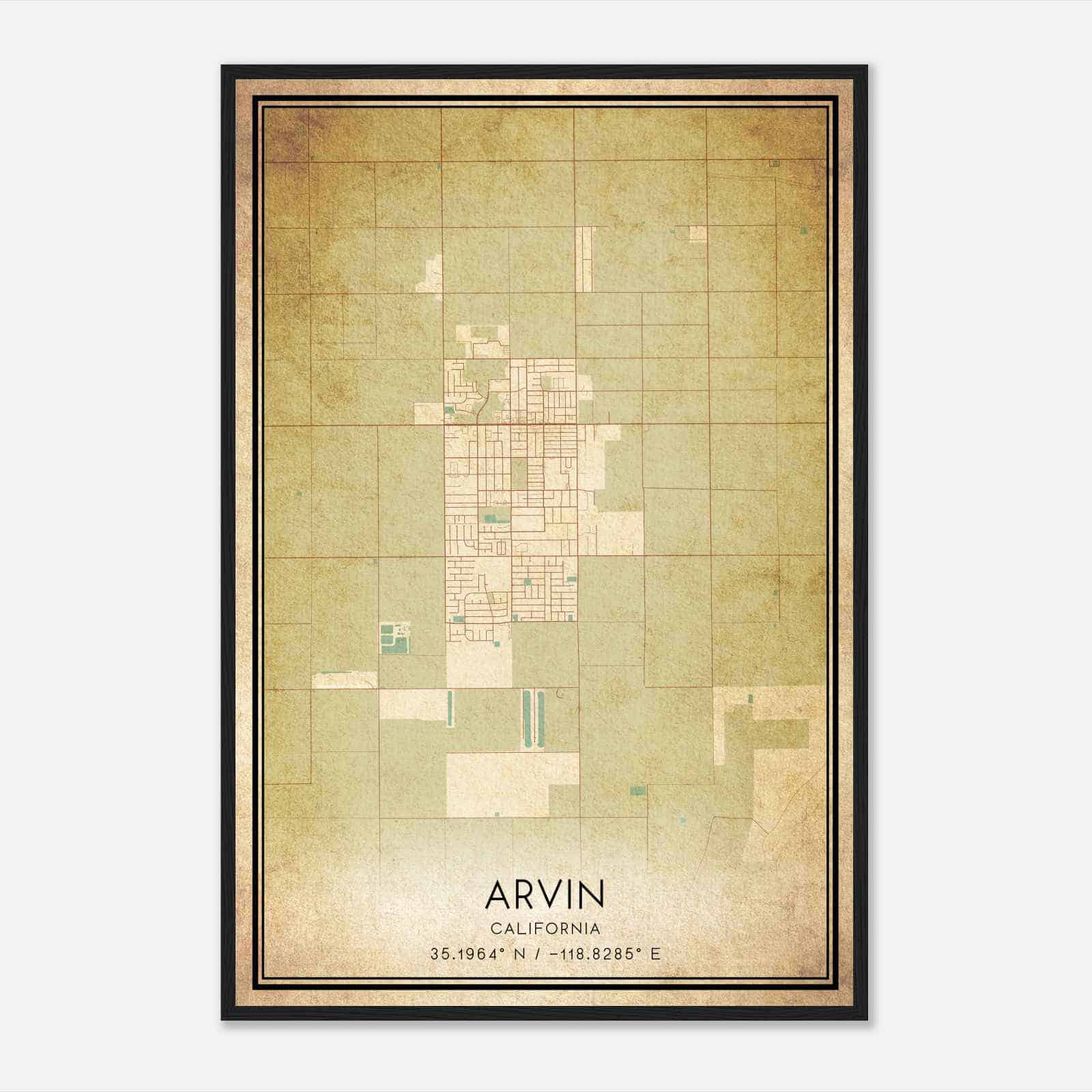 Vintage Arvin California Map Poster, Modern Home Decor Wall Art Print ...