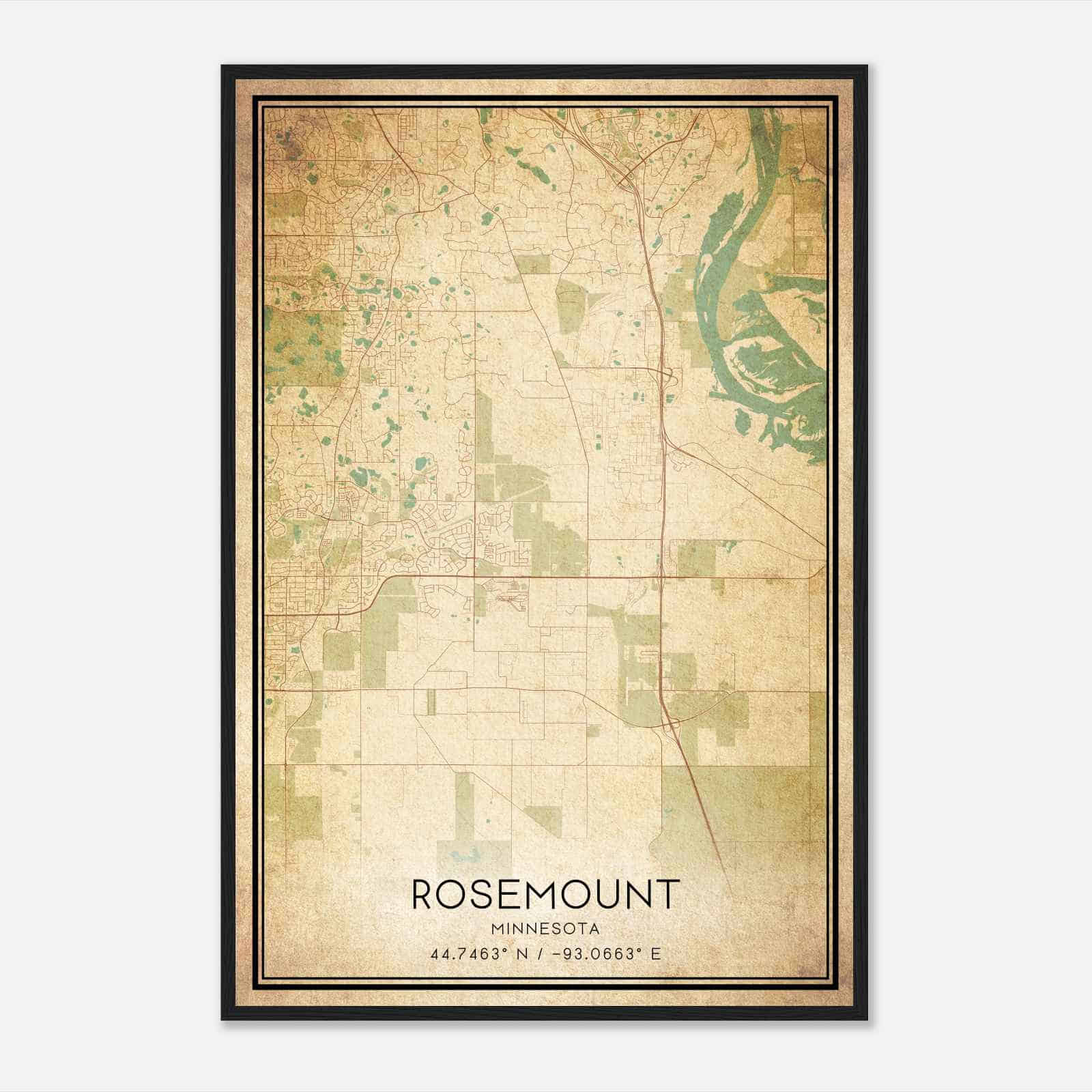 Vintage Rosemount Minnesota Map Poster, Modern Home Decor Wall Art ...