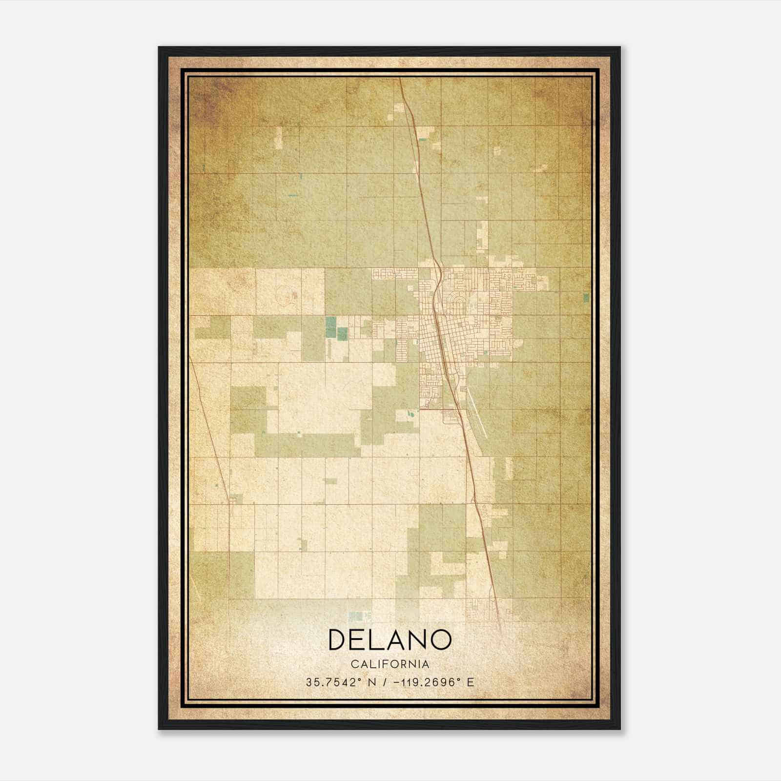 Vintage Delano California Map Poster, Modern Home Decor Wall Art Print ...