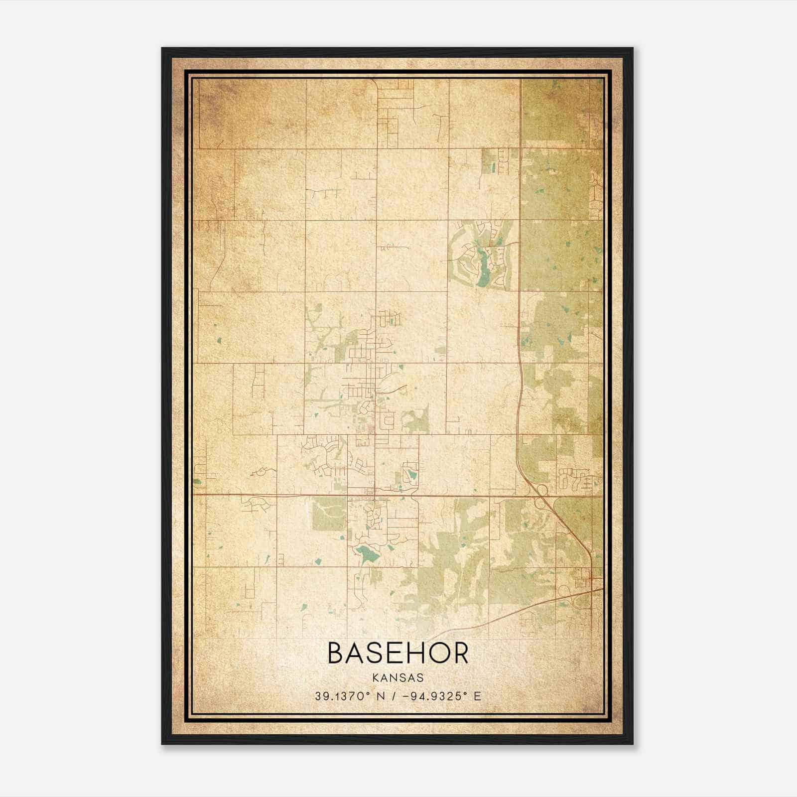 Vintage Basehor Kansas Map Poster, Modern Home Decor Wall Art Print ...