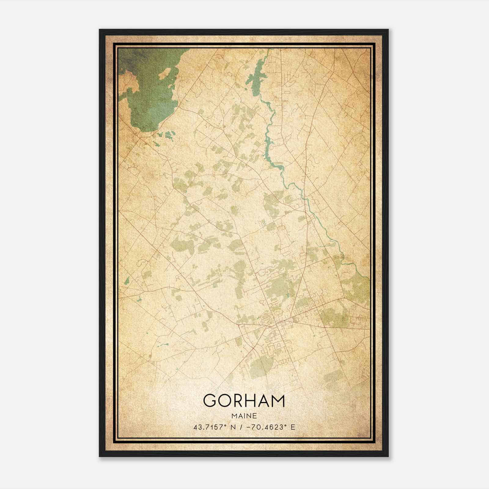 Vintage Gorham Maine Map Poster, Modern Home Decor Wall Art Print ...