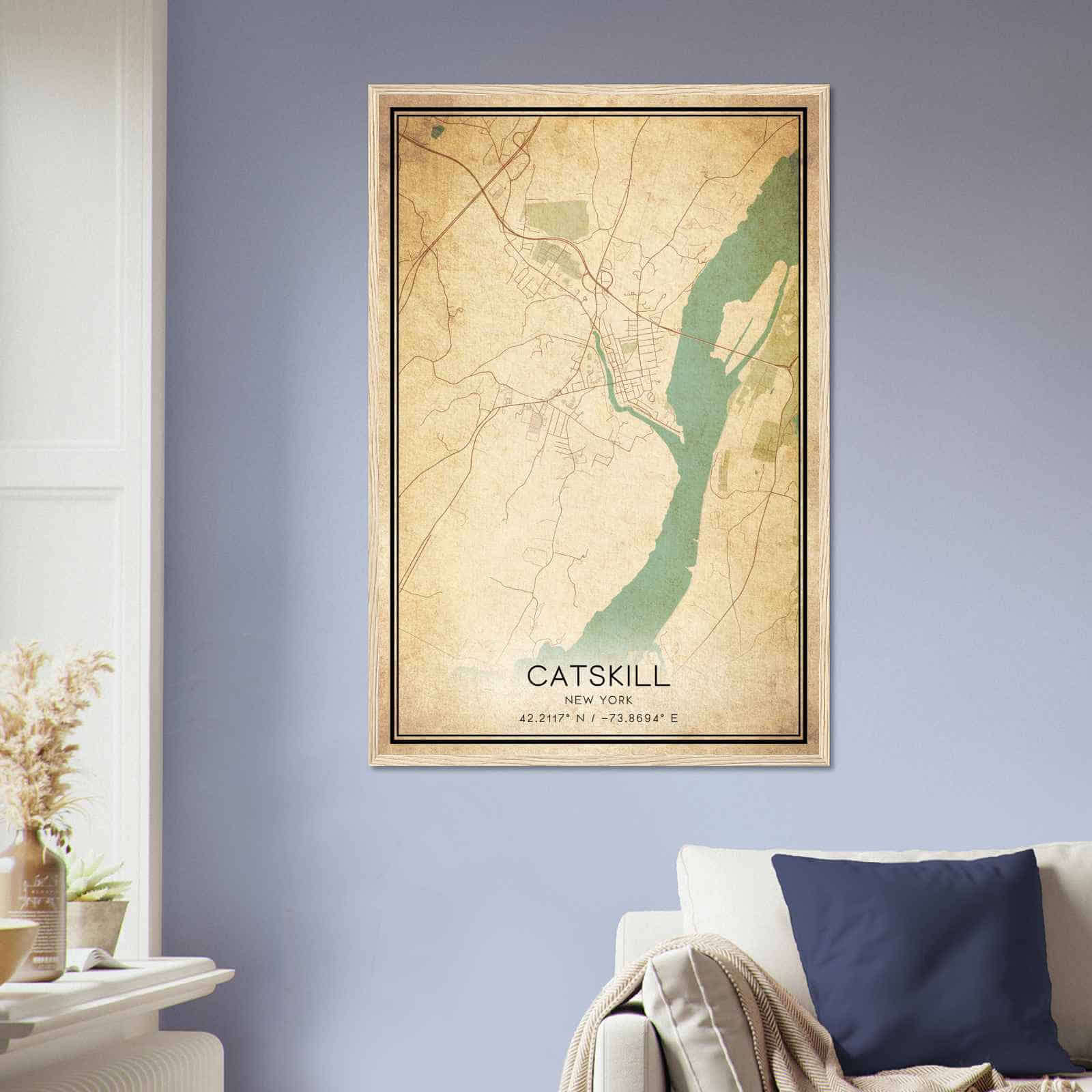 Vintage Catskill New York Map Poster, Modern Home Decor Wall Art Print ...