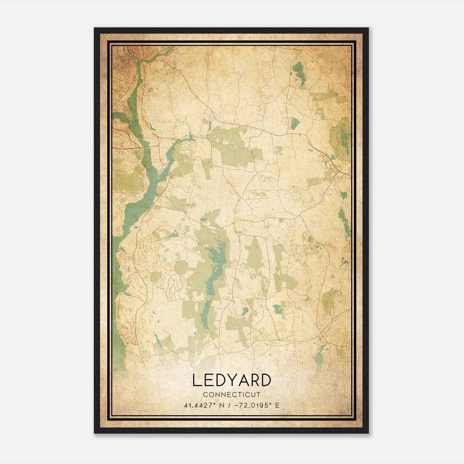 Vintage Ledyard Connecticut Map Poster, Modern Home Decor Wall Art ...