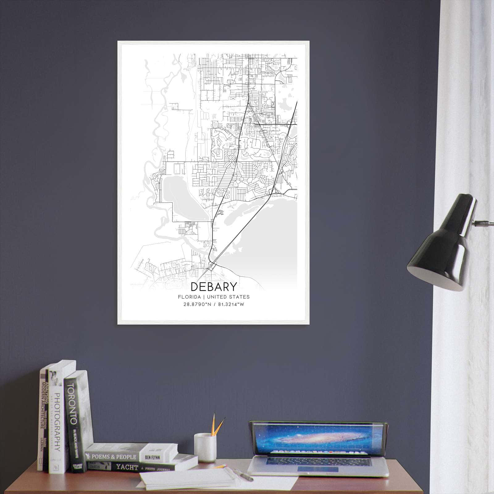 Debary Florida Map Poster, Modern Home Decor Wall Art Print - Custom ...