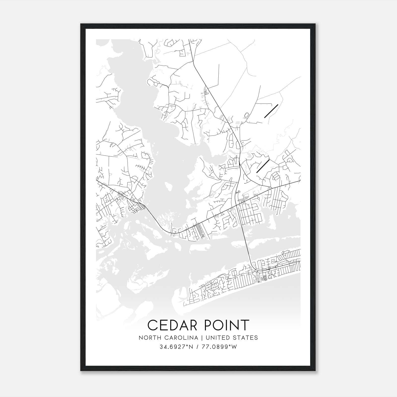 Cedar Point North Carolina Map Poster, Modern Home Decor Wall Art Print ...