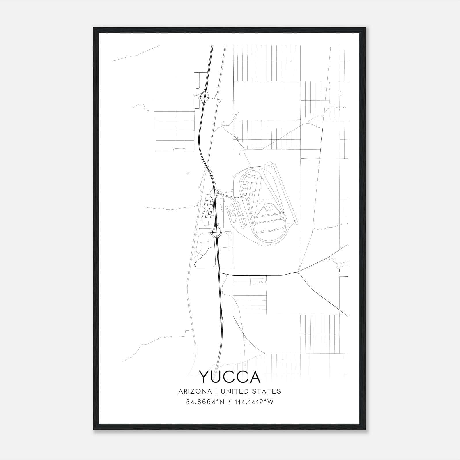 Yucca Arizona Map Poster, Modern Home Decor Wall Art Print - Custom ...