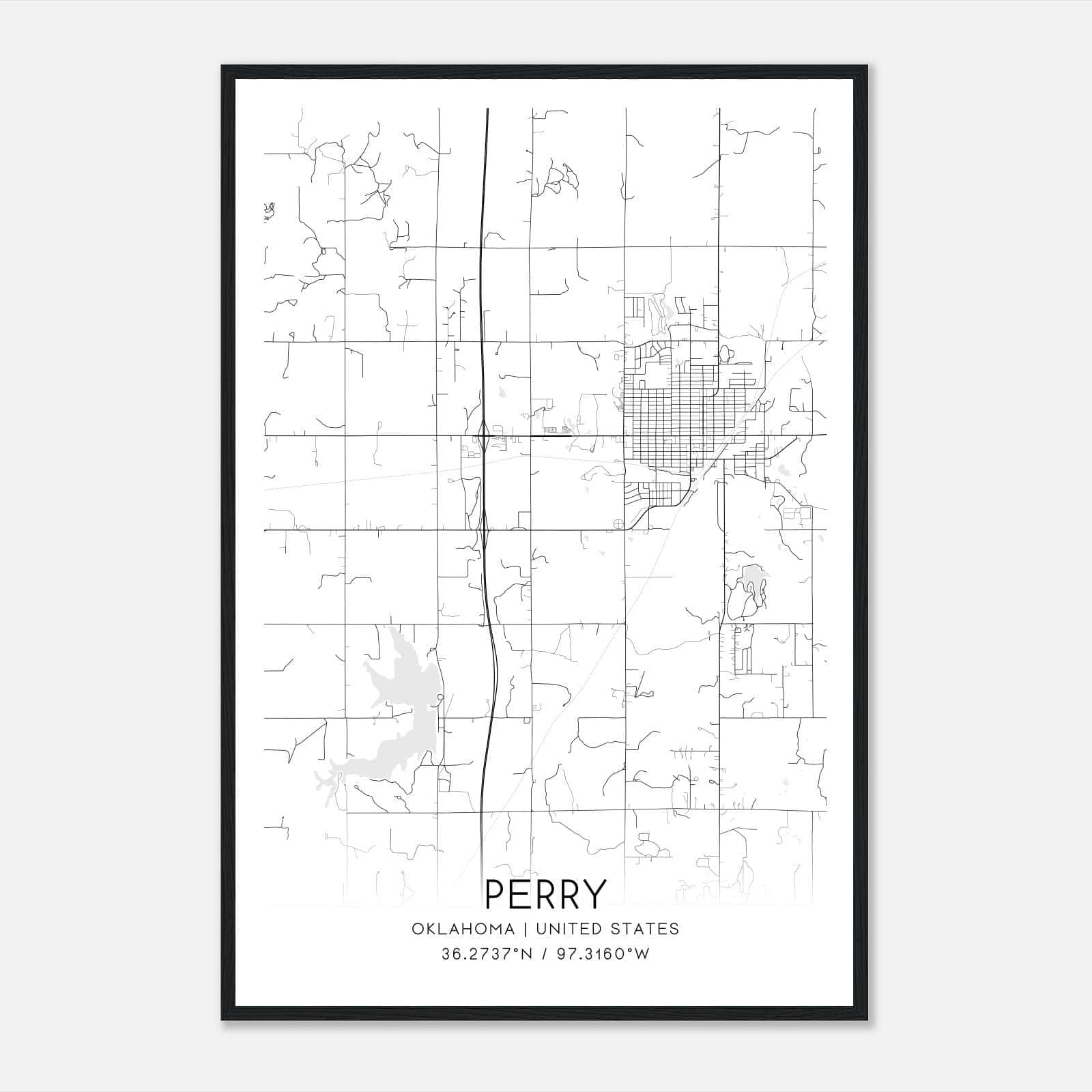 Perry Oklahoma Map Poster, Modern Home Decor Wall Art Print - Custom ...