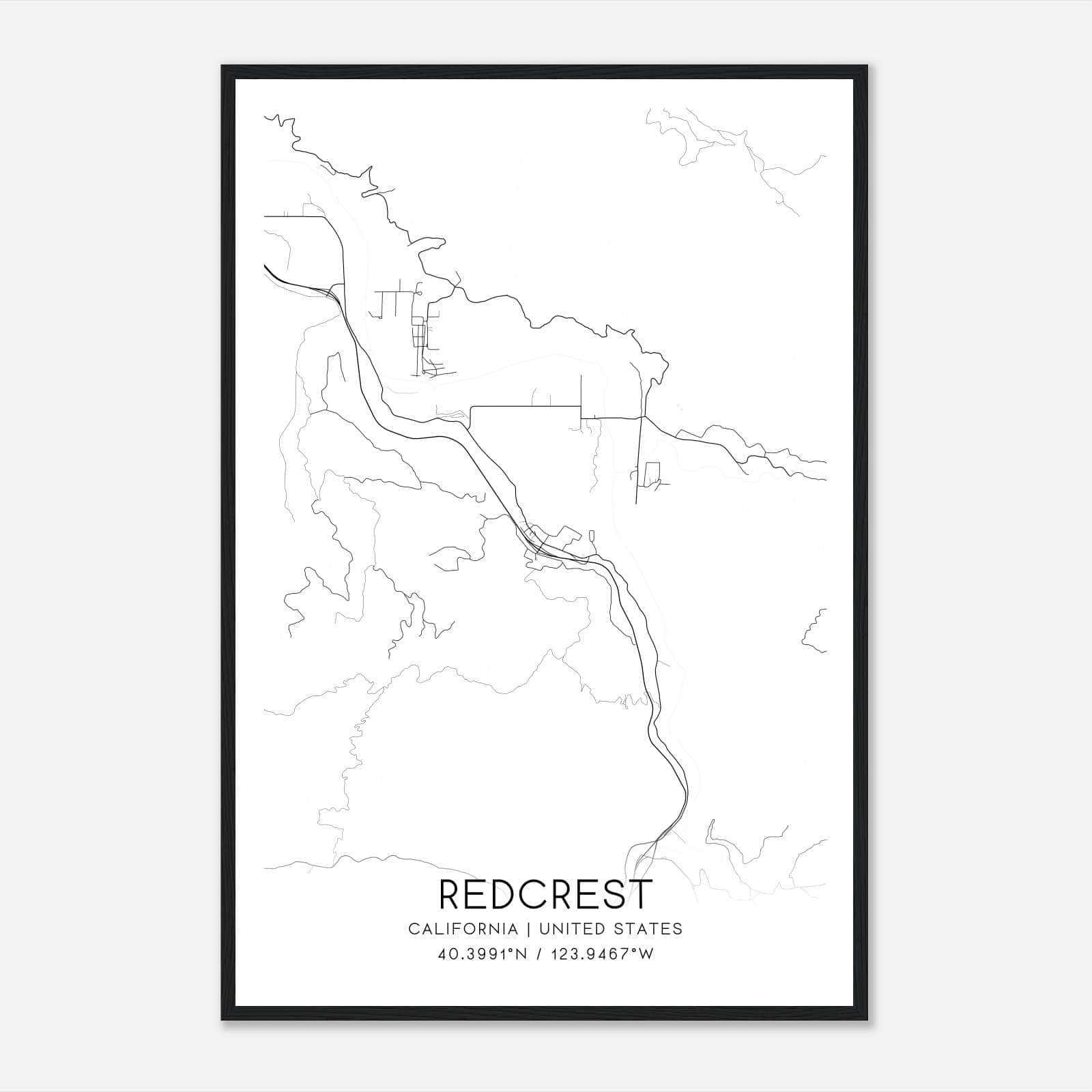 Redcrest California Map Poster, Modern Home Decor Wall Art Print ...