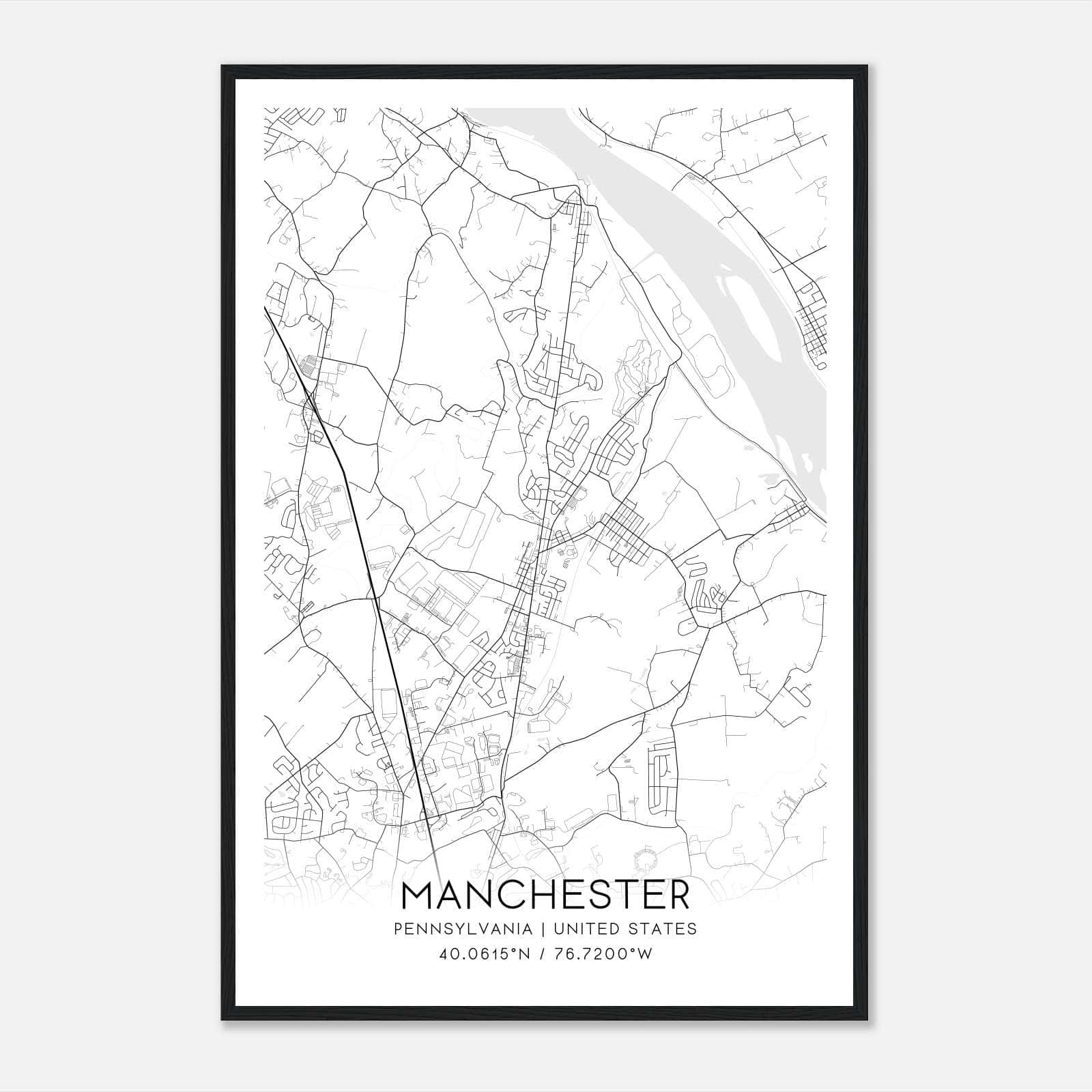 Manchester Pennsylvania Map Poster, Modern Home Decor Wall Art Print ...