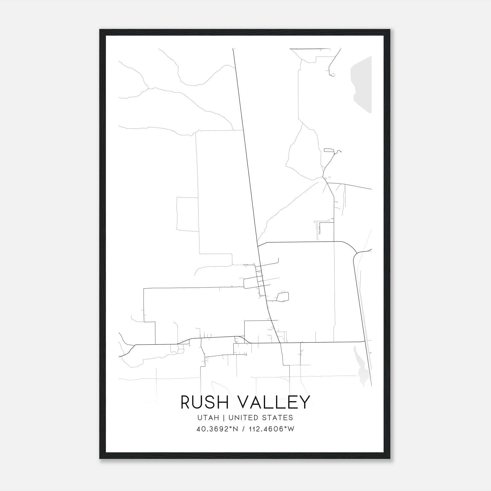 Rush Valley Utah Map Poster, Modern Home Decor Wall Art Print - Custom Maps & Posters
