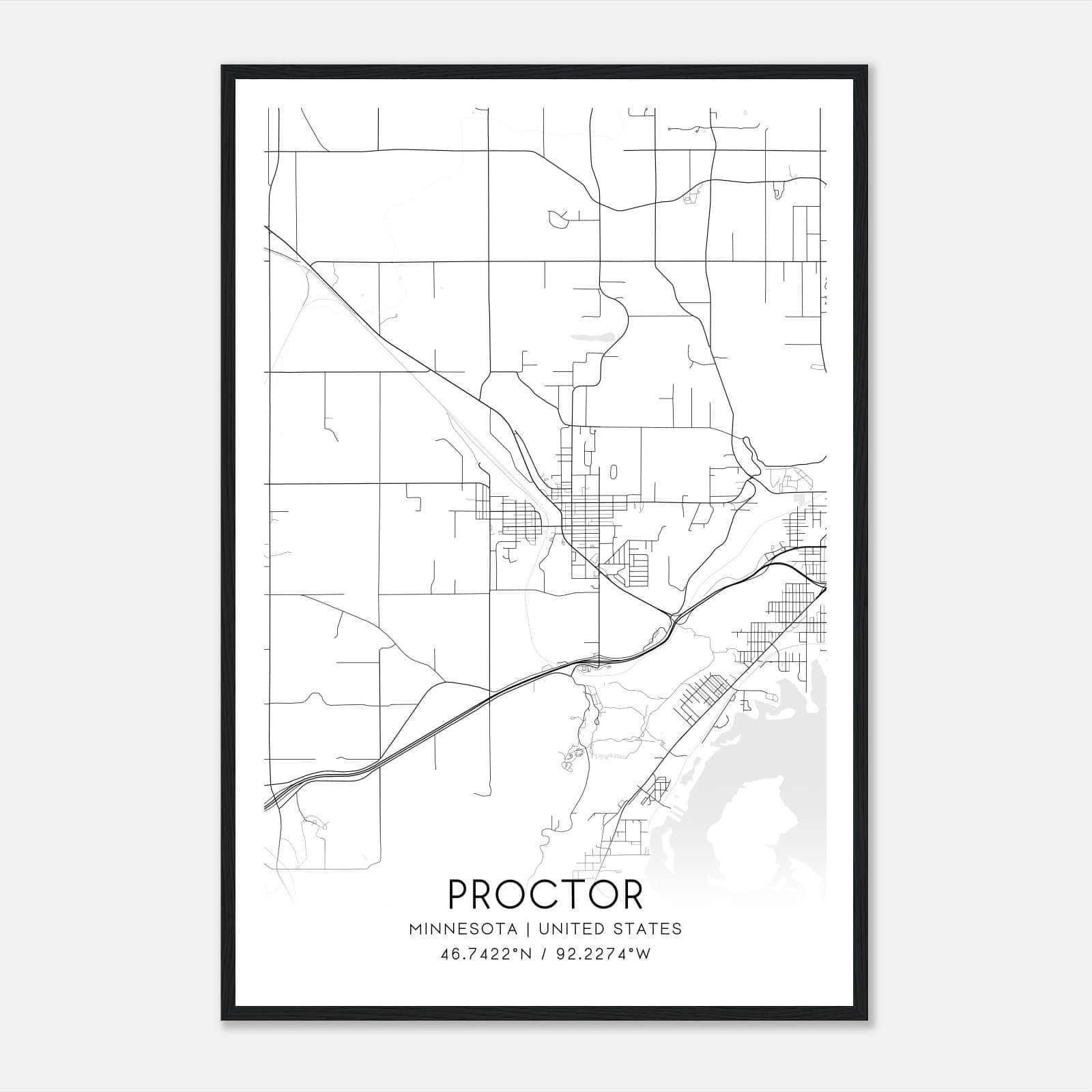 Proctor Minnesota Map Poster, Modern Home Decor Wall Art Print - Custom ...