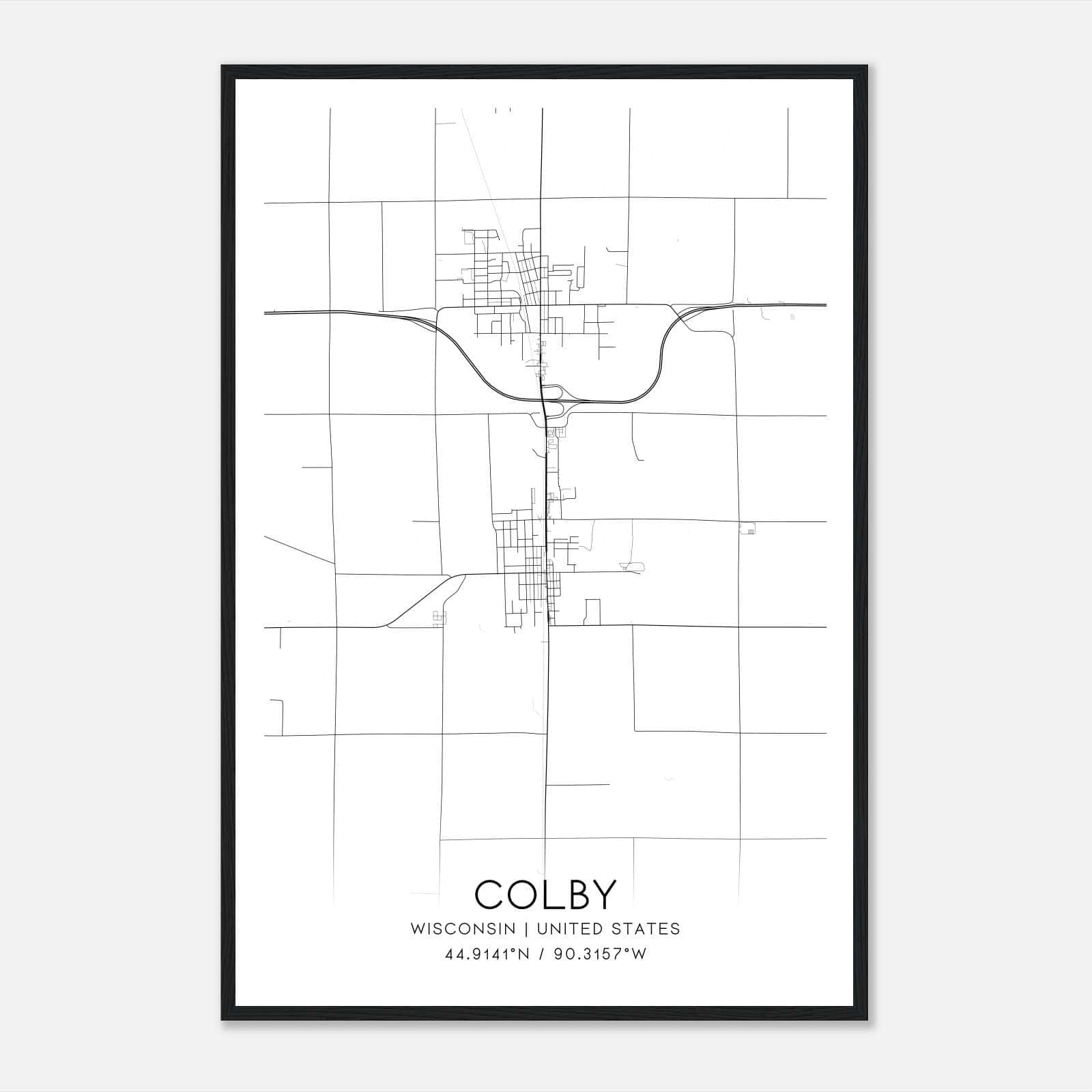 Colby Wisconsin Map Poster, Modern Home Decor Wall Art Print - Custom ...