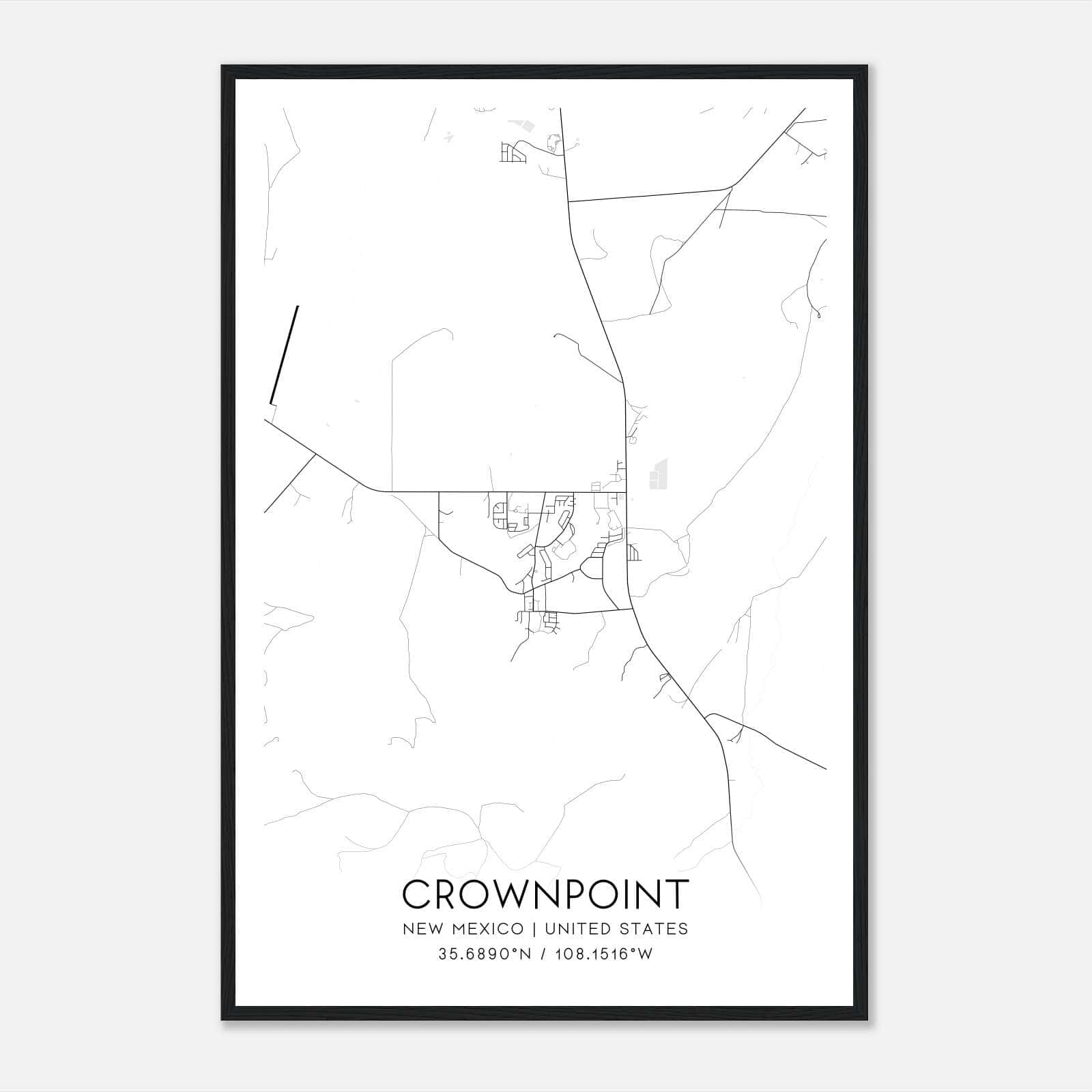 Crownpoint New Mexico Map Poster, Modern Home Decor Wall Art Print ...