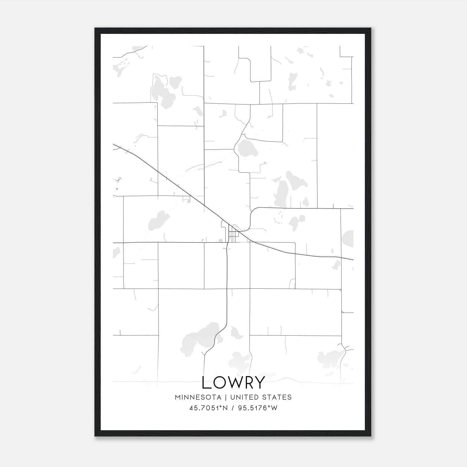 Lowry Minnesota Map Poster, Modern Home Decor Wall Art Print - Custom ...