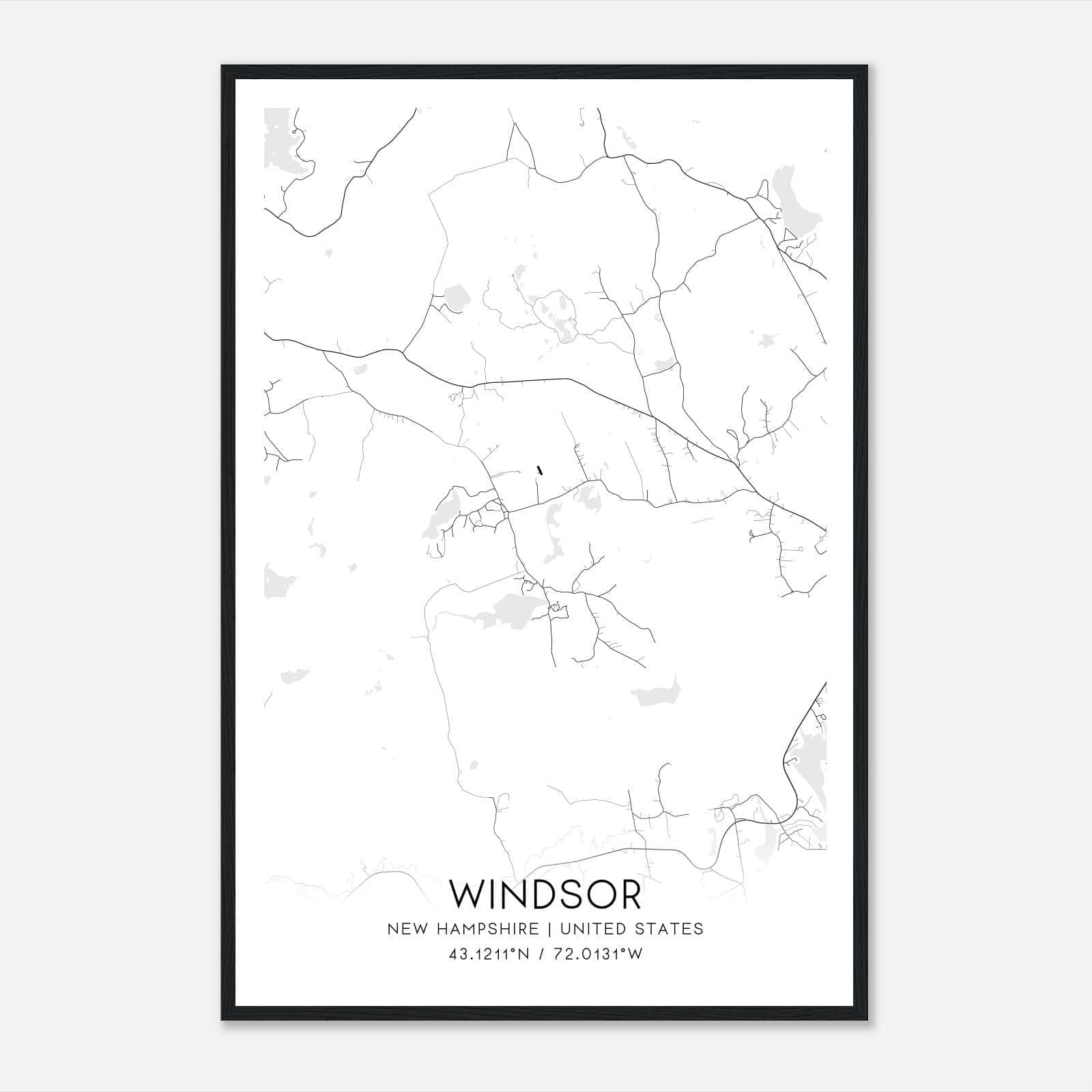 Windsor New Hampshire Map Poster, Modern Home Decor Wall Art Print ...