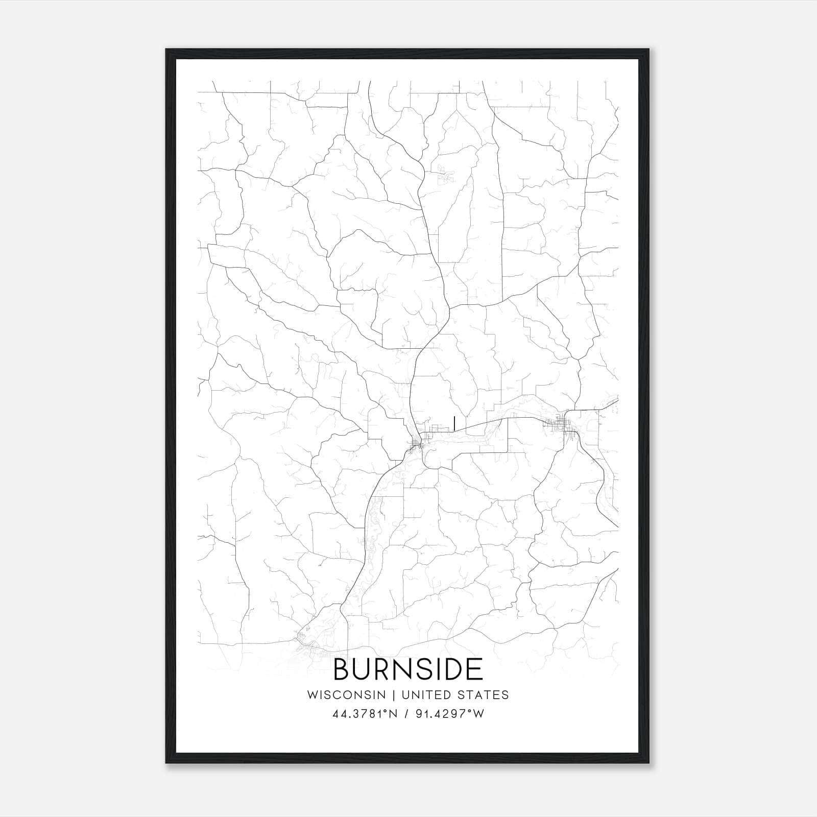 Burnside Wisconsin Map Poster, Modern Home Decor Wall Art Print ...
