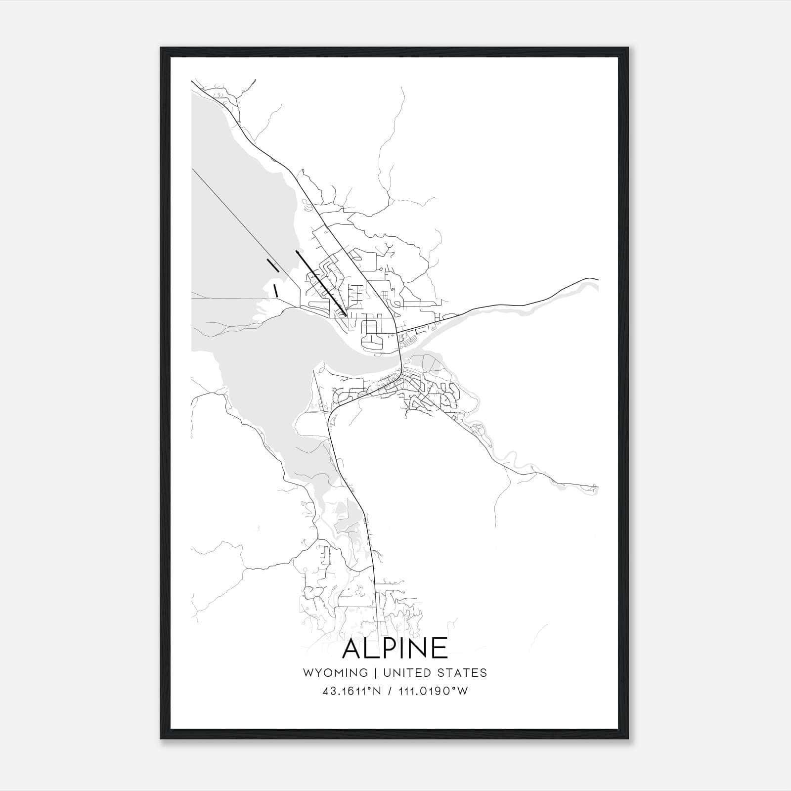 Alpine Wyoming Map Poster, Modern Home Decor Wall Art Print - Custom ...