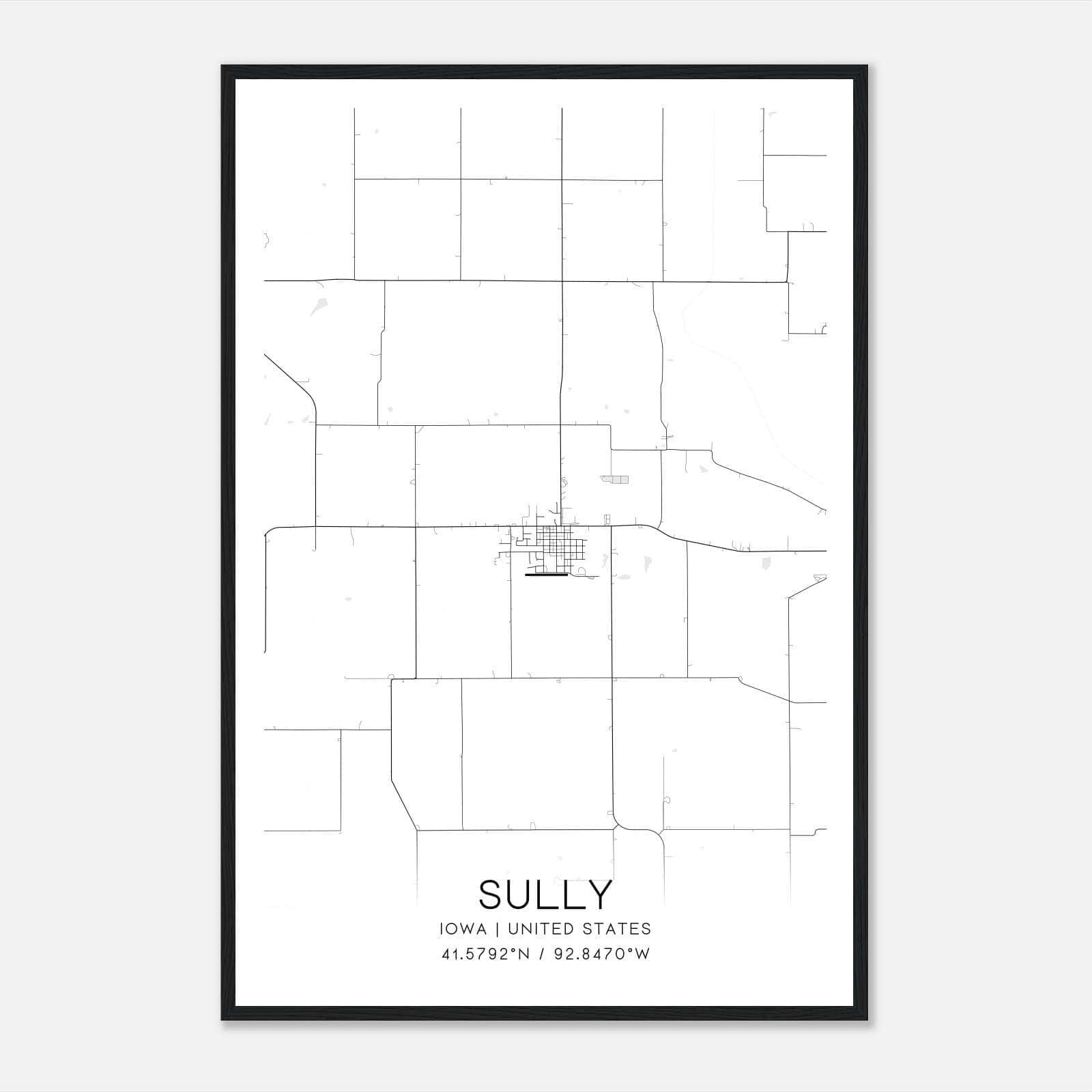 Sully Iowa Map Poster, Modern Home Decor Wall Art Print - Custom Maps ...
