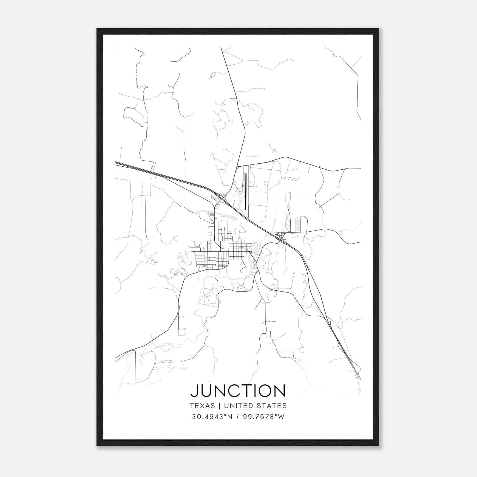 Junction Texas Map Poster, Modern Home Decor Wall Art Print - Custom ...