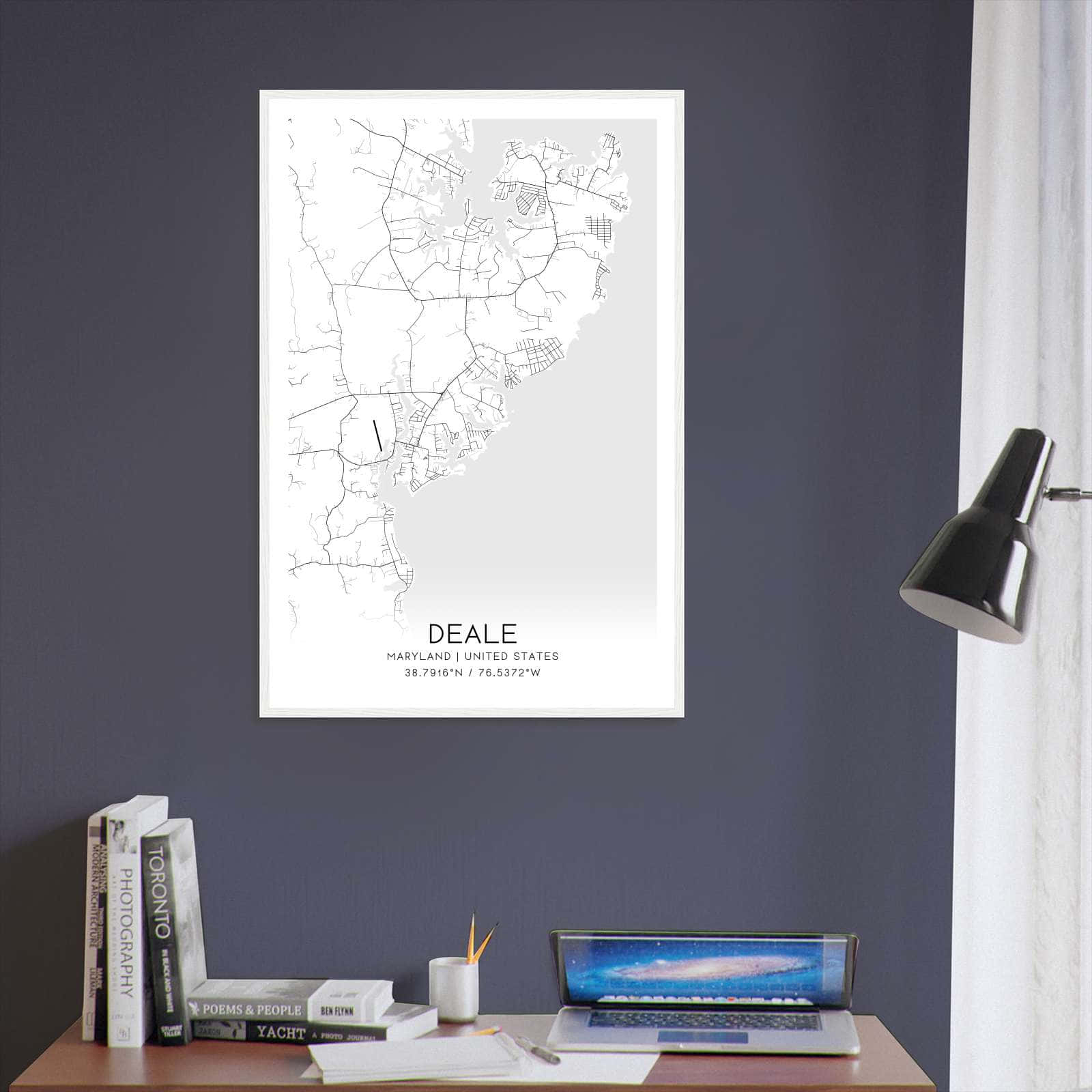 Deale Maryland Map Poster, Modern Home Decor Wall Art Print - Custom ...