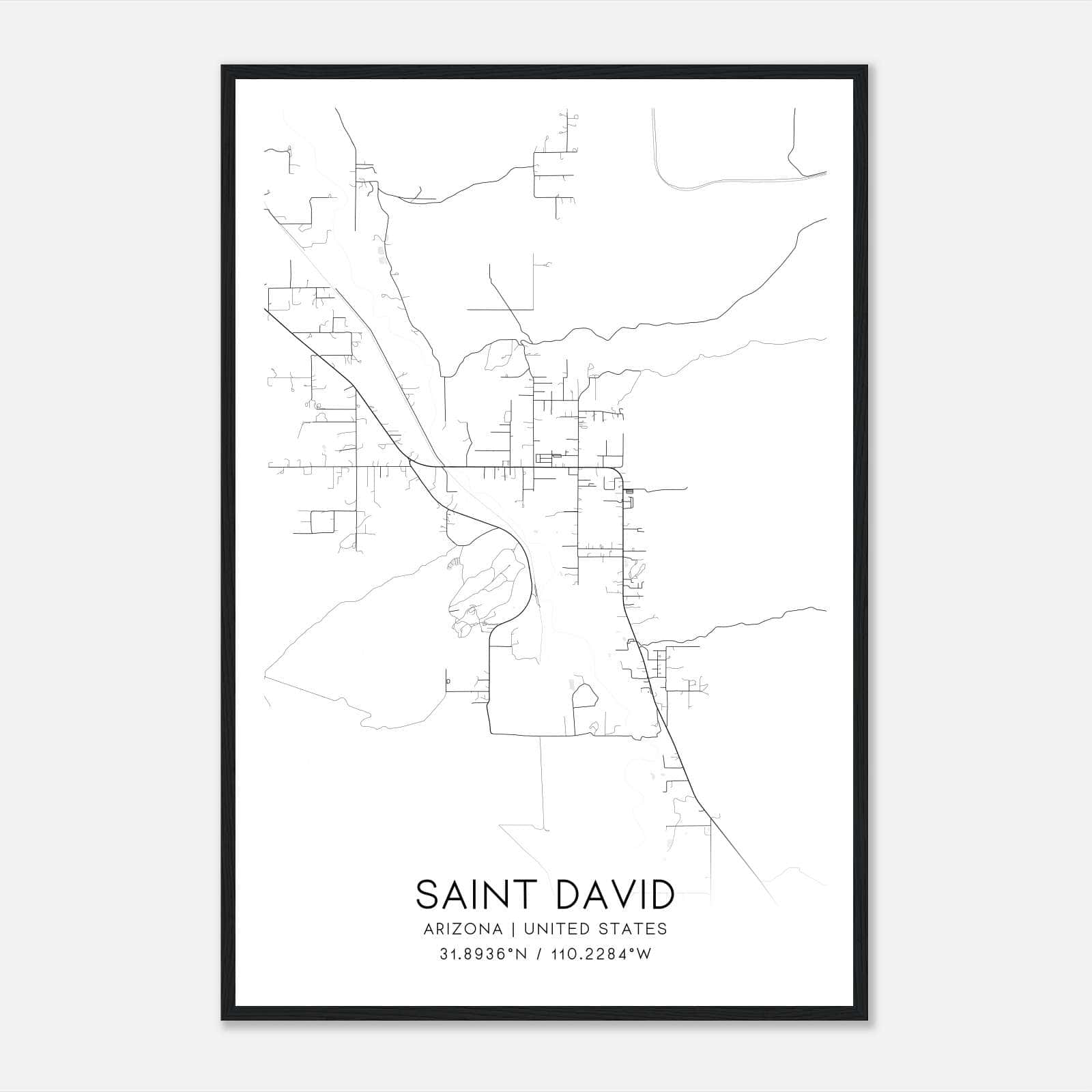 Saint David Arizona Map Poster, Modern Home Decor Wall Art Print ...
