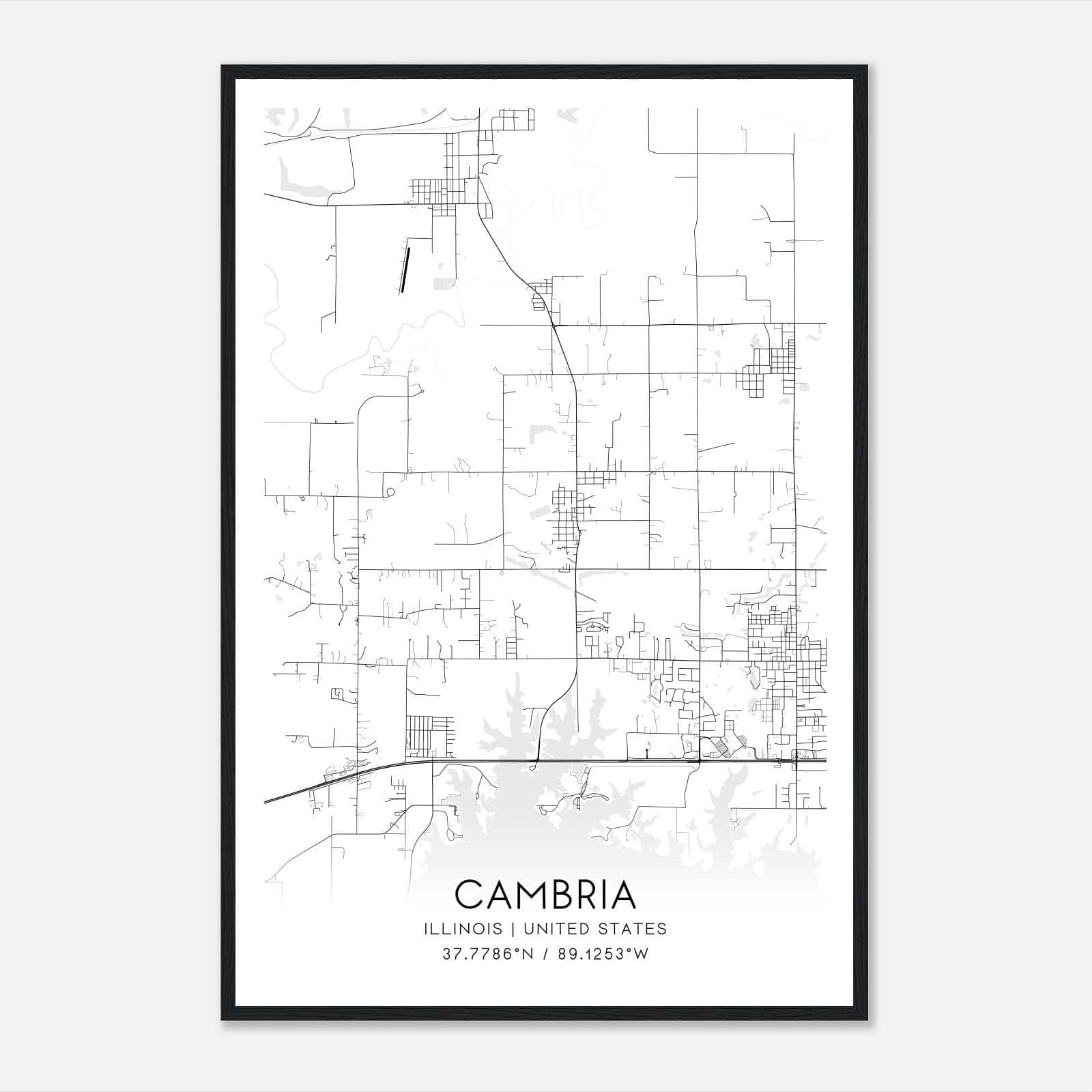 Cambria Illinois Map Poster, Modern Home Decor Wall Art Print - Custom ...