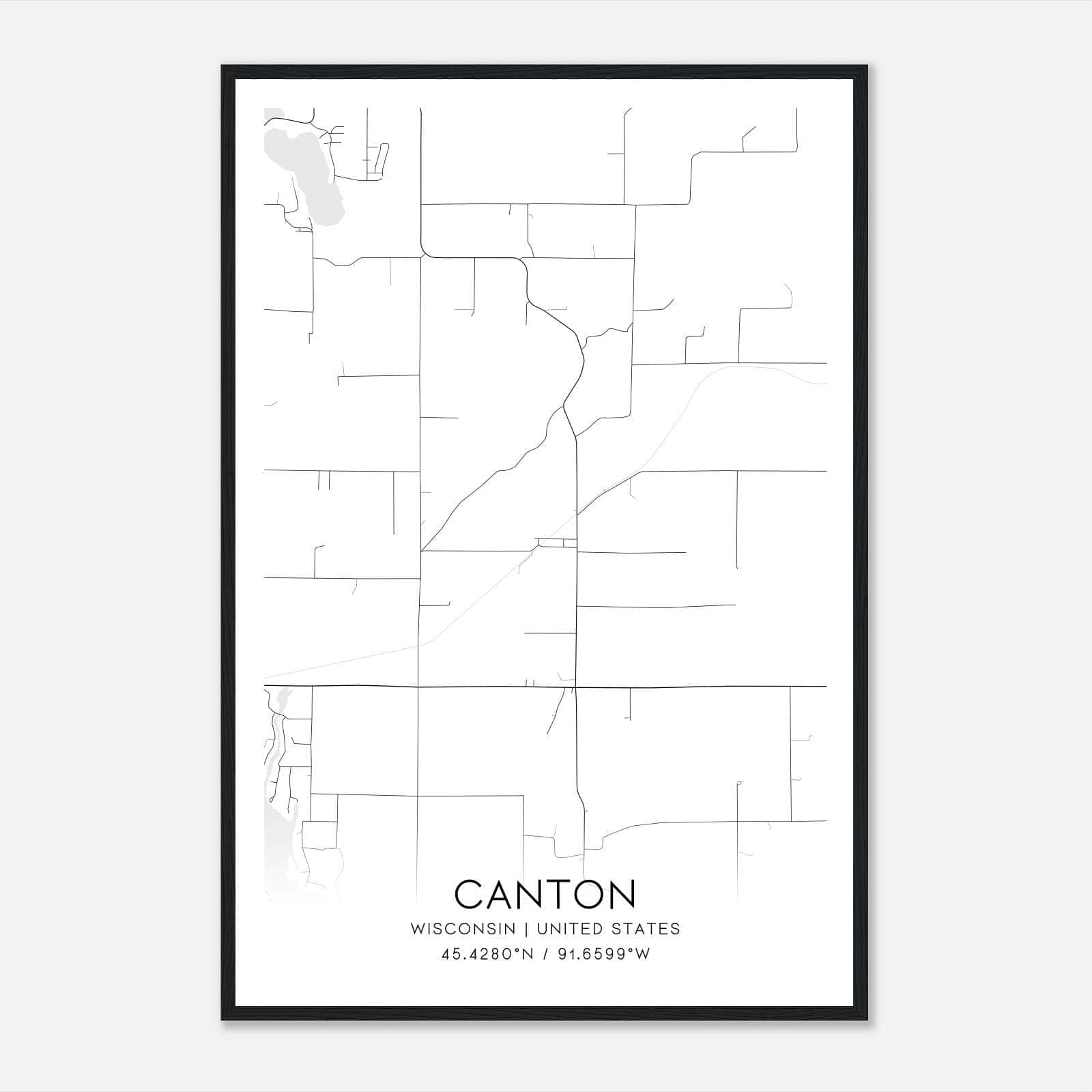 Canton Wisconsin Map Poster, Modern Home Decor Wall Art Print - Custom ...