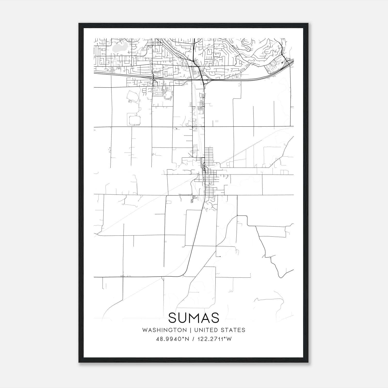 Sumas Washington Map Poster, Modern Home Decor Wall Art Print - Custom ...
