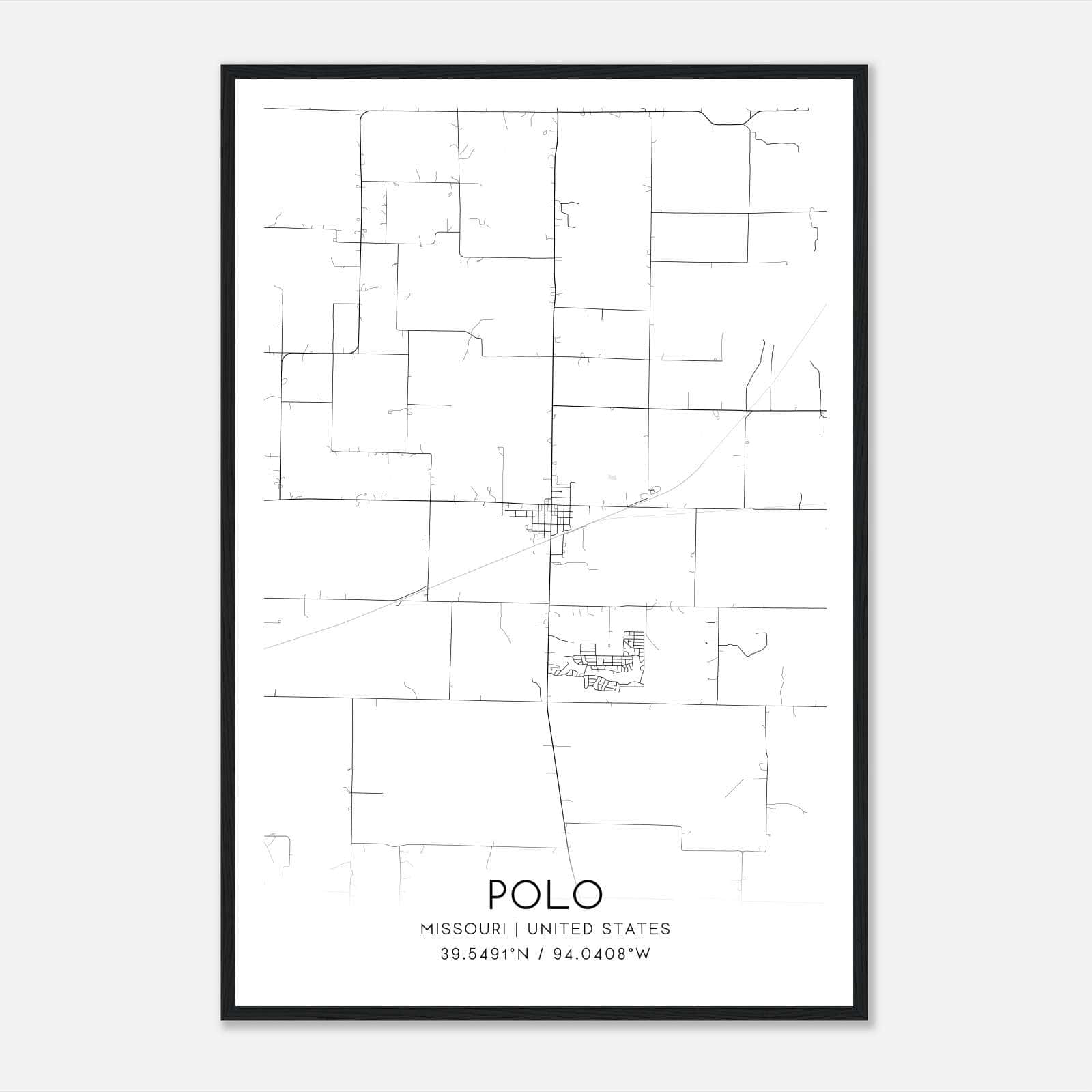 Polo Missouri Map Poster, Modern Home Decor Wall Art Print - Custom ...