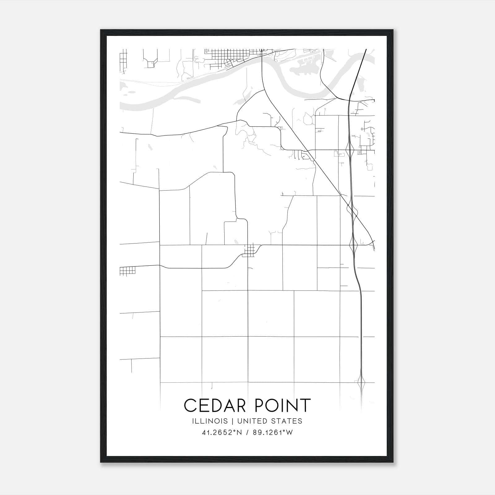 Cedar Point Illinois Map Poster, Modern Home Decor Wall Art Print ...