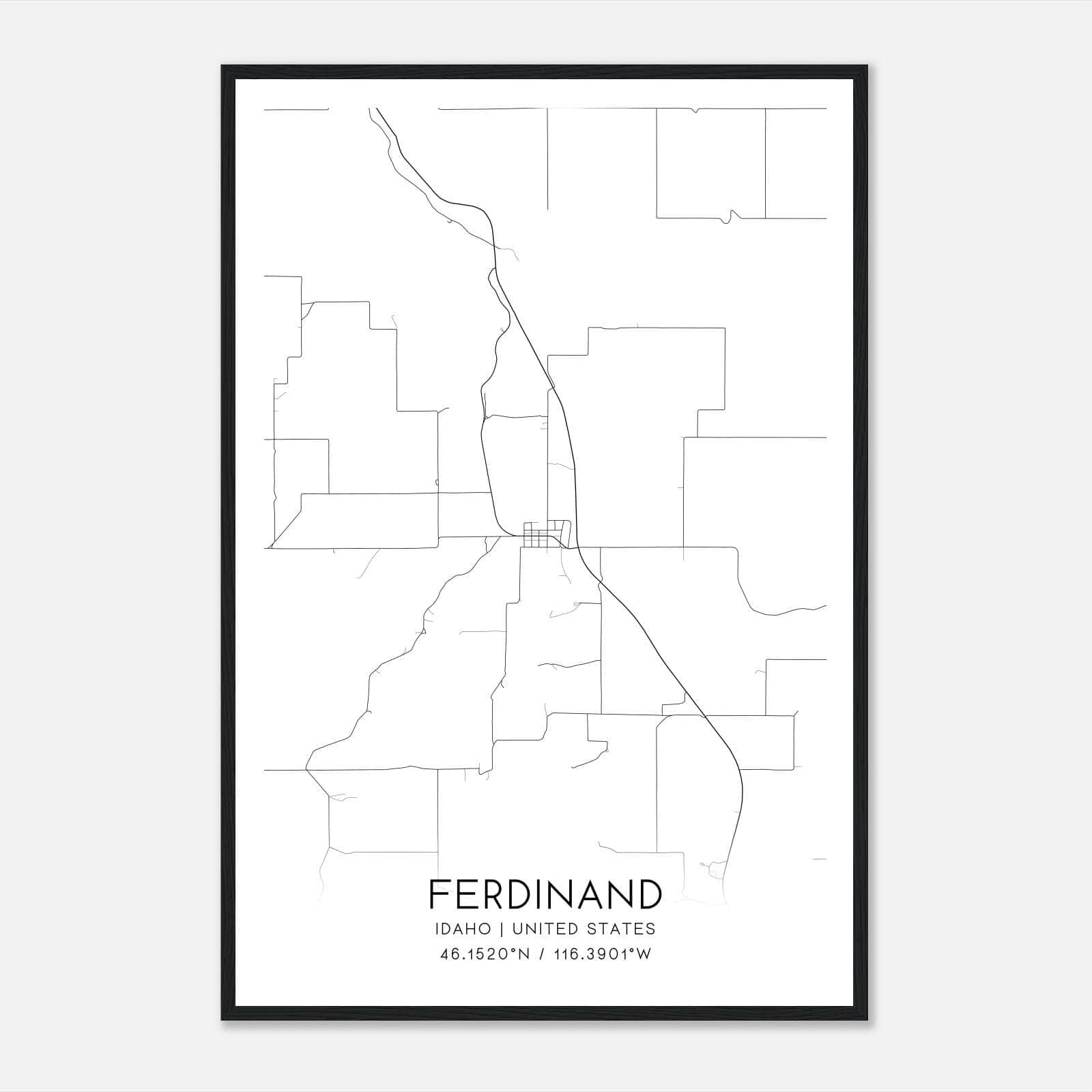 Ferdinand Idaho Map Poster, Modern Home Decor Wall Art Print - Custom ...