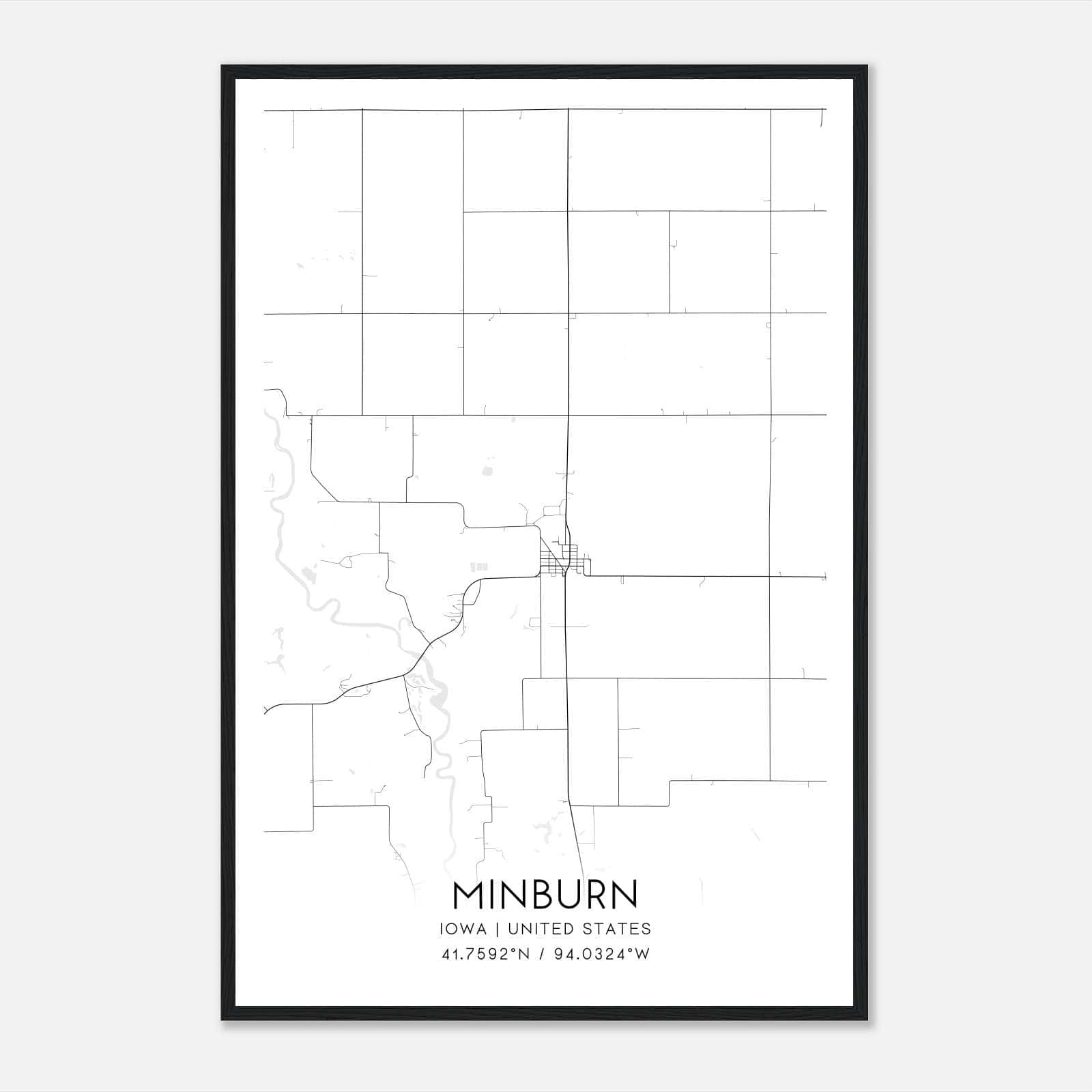 Minburn Iowa Map Poster, Modern Home Decor Wall Art Print - Custom Maps ...