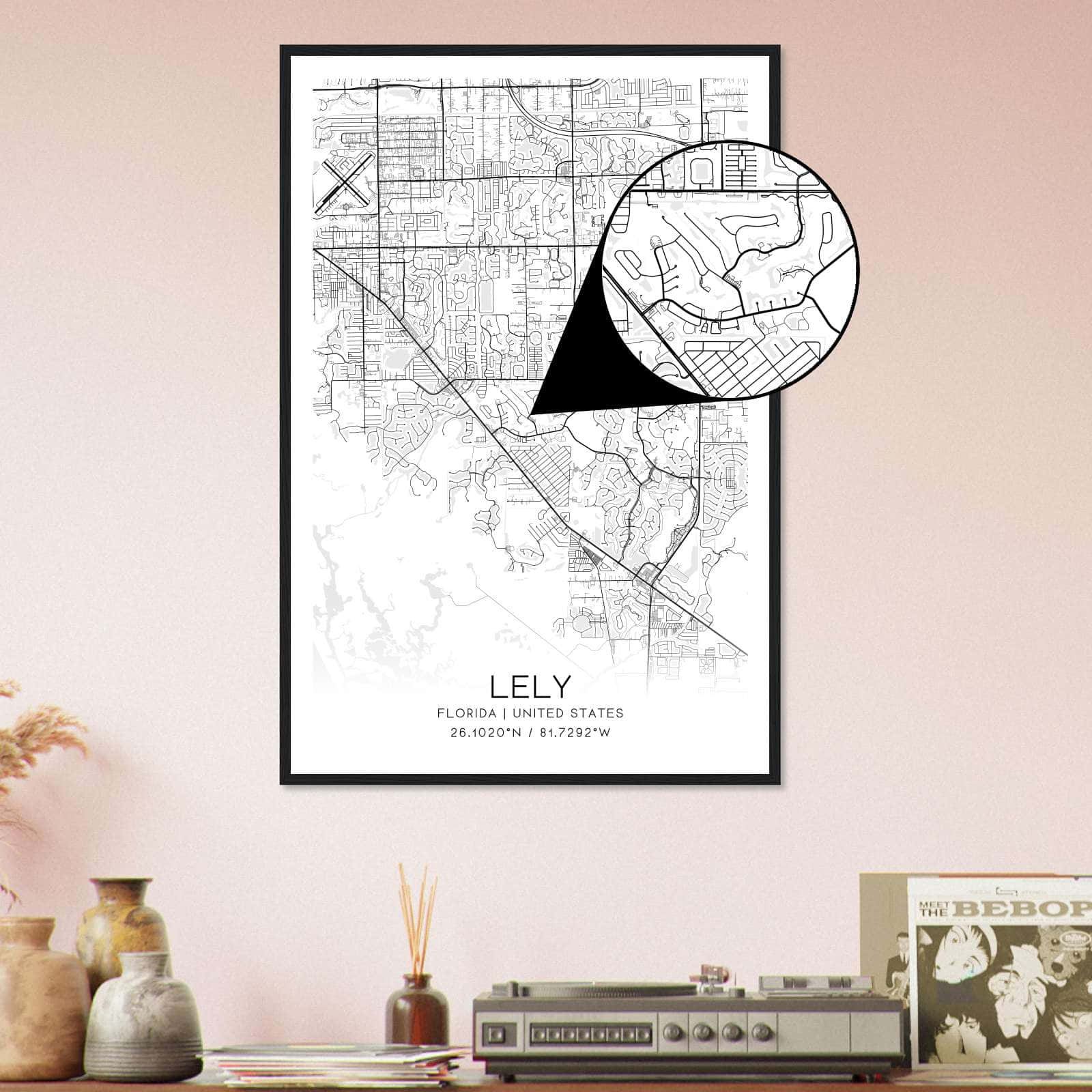 Lely Florida Map Poster, Modern Home Decor Wall Art Print - Custom Maps ...