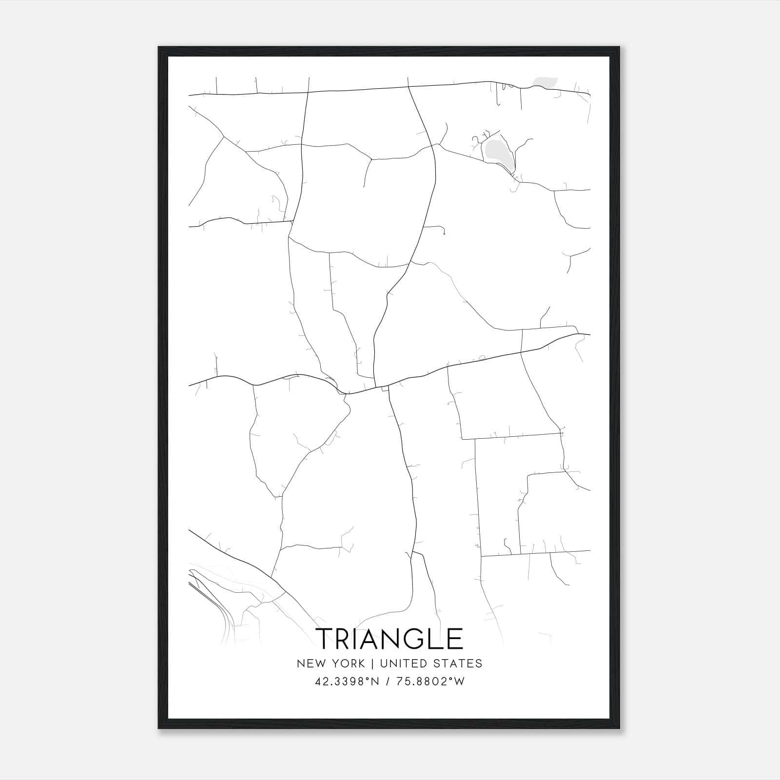 Triangle New York Map Poster, Modern Home Decor Wall Art Print - Custom ...