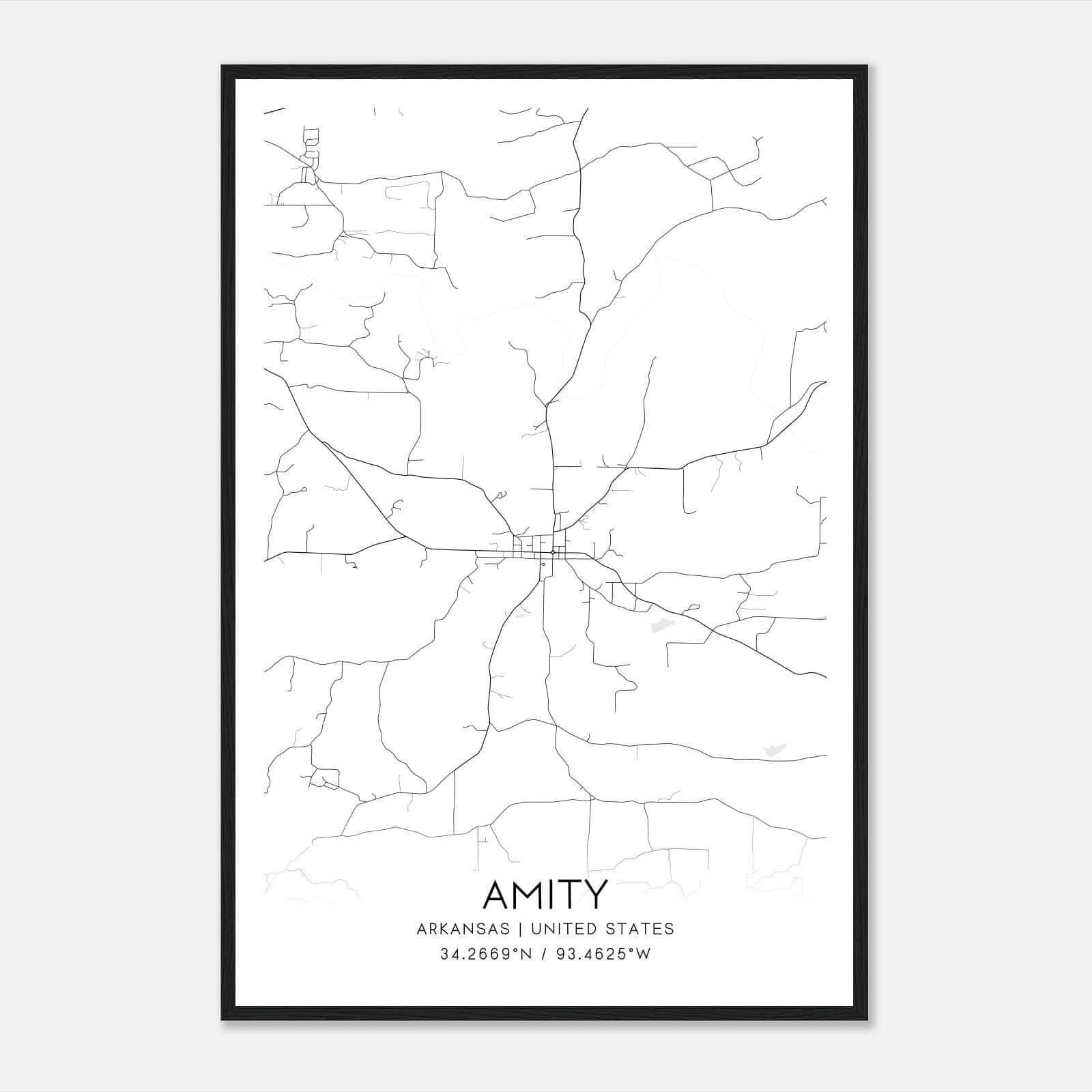 Amity Arkansas Map Poster, Modern Home Decor Wall Art Print - Custom ...