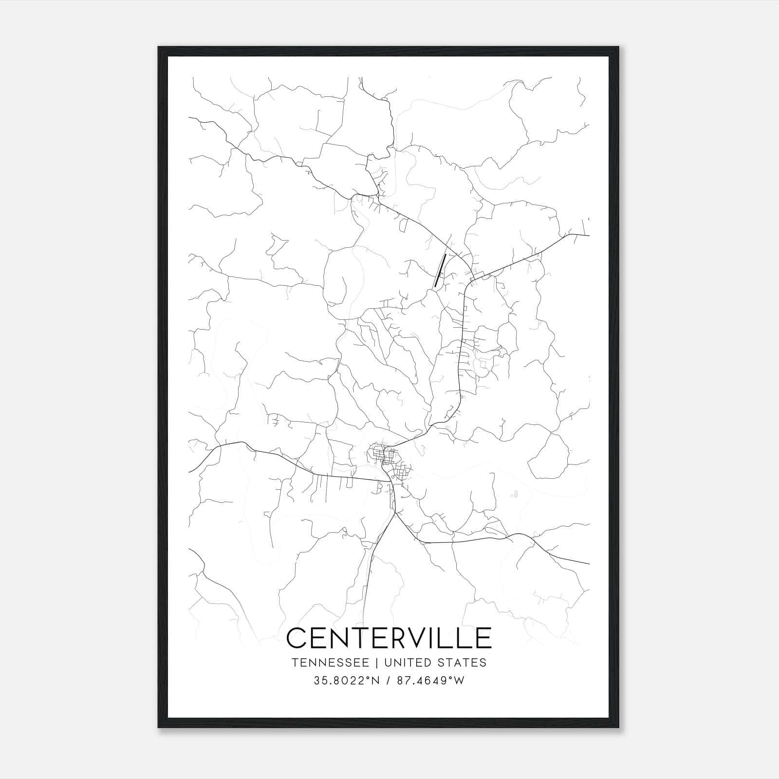 Centerville Tennessee Map Poster, Modern Home Decor Wall Art Print ...