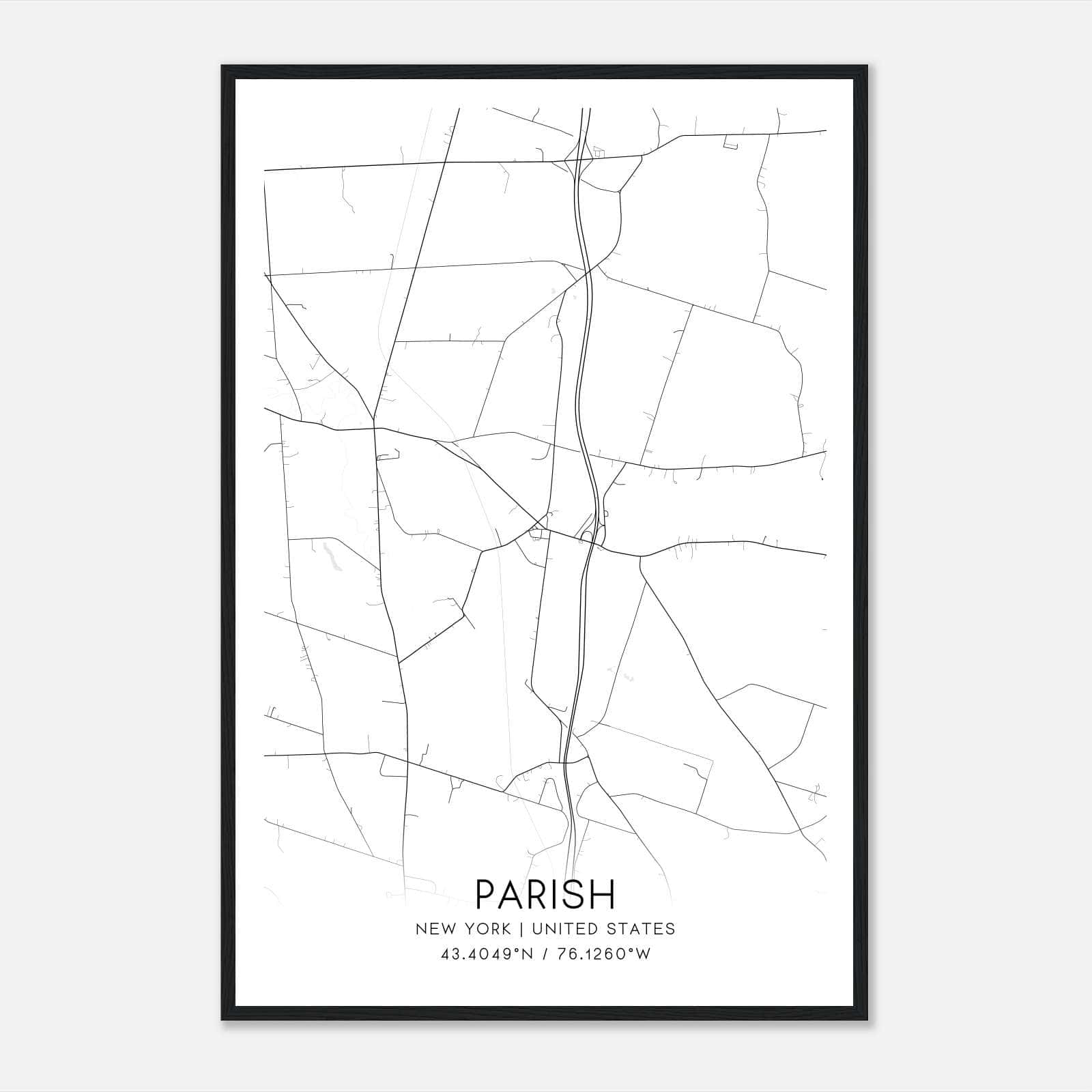 Parish New York Map Poster, Modern Home Decor Wall Art Print - Custom ...