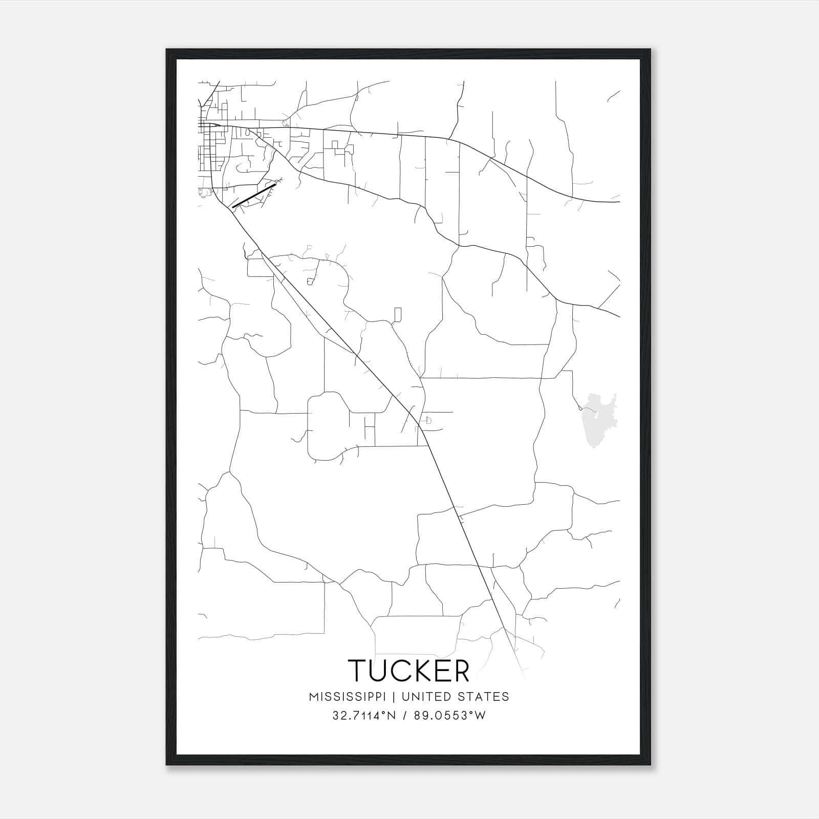 Tucker Mississippi Map Poster, Modern Home Decor Wall Art Print ...