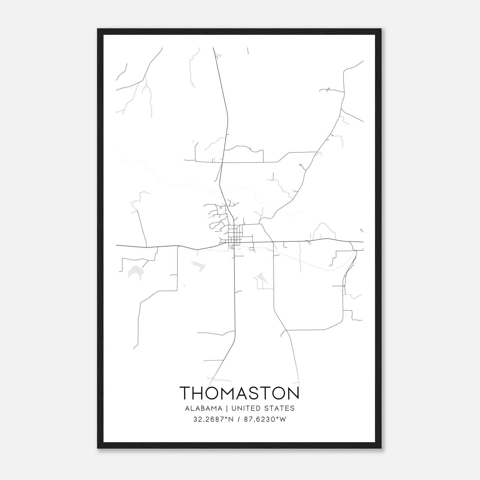 Thomaston Alabama Map Poster, Modern Home Decor Wall Art Print - Custom ...